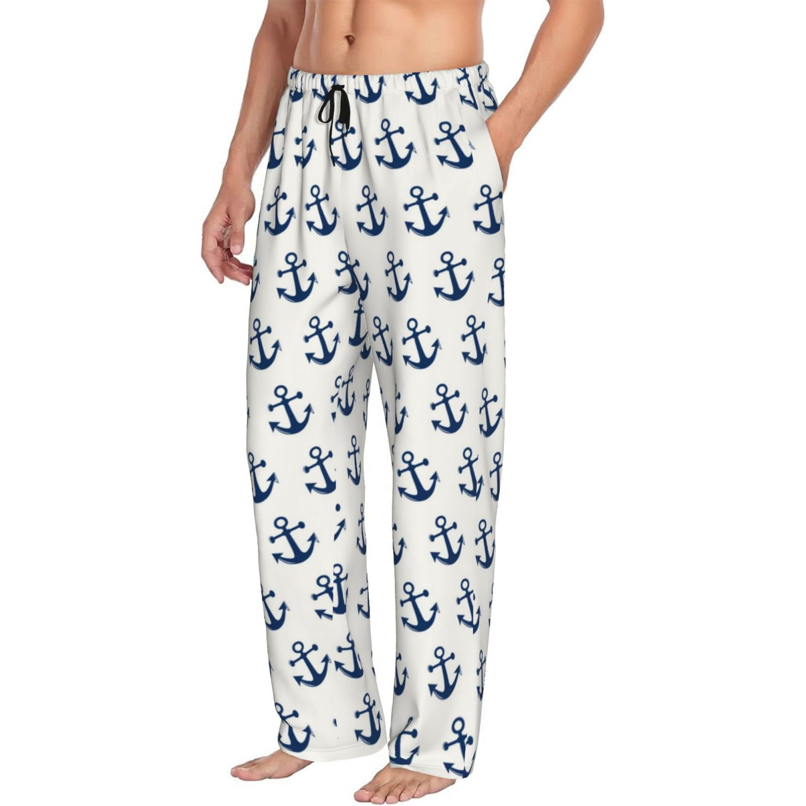 Long Pajama Pants for Men, anchor cute print Comfort Mens Bottoms Sleep ...