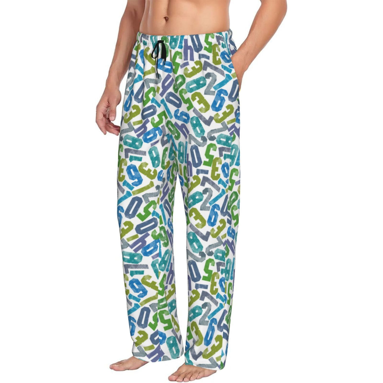 Long Pajama Pants for Men, blue math numbers Comfort Mens Bottoms Sleep ...