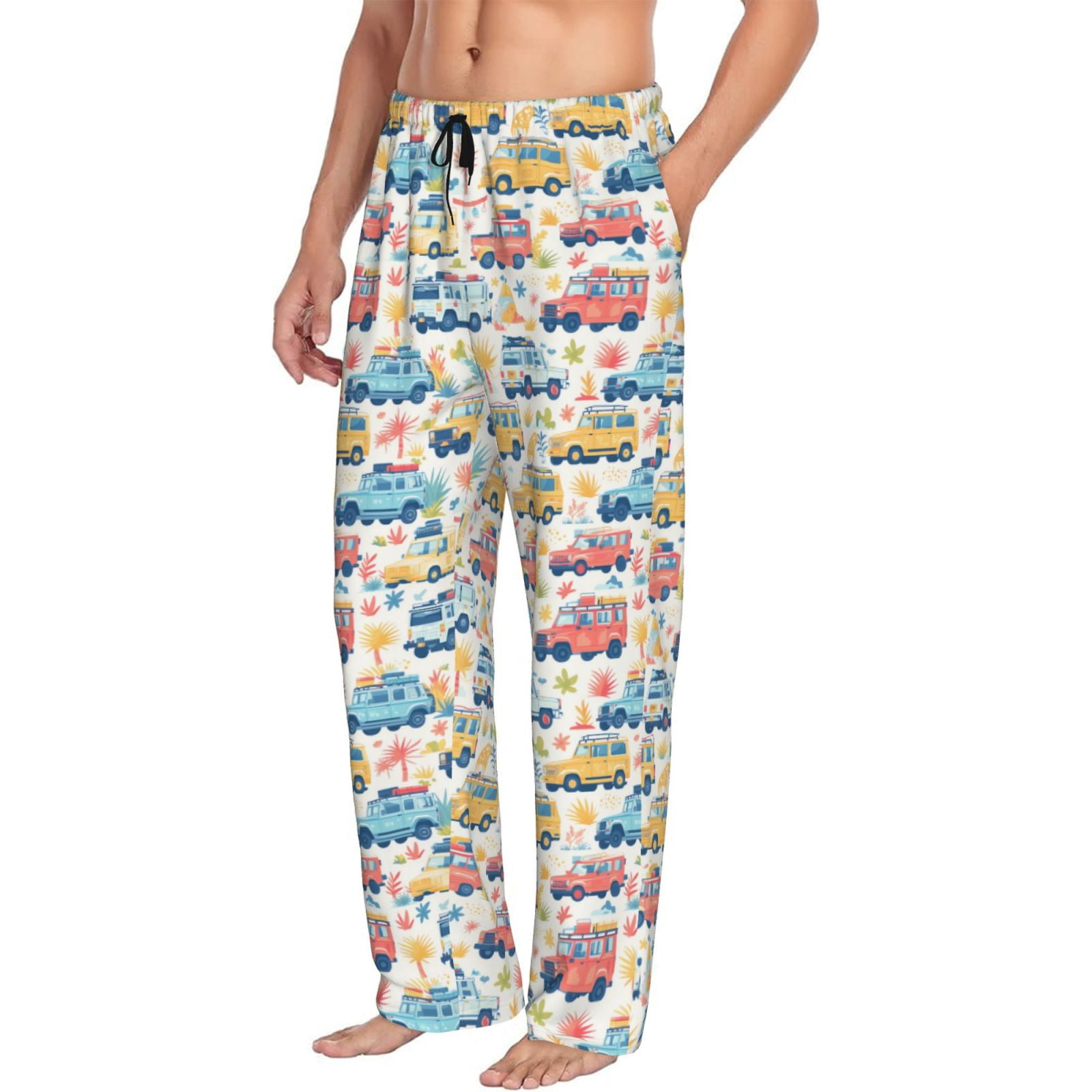 Long Pajama Pants for Men, cartoon travel RV SUV Comfort Mens Bottoms ...