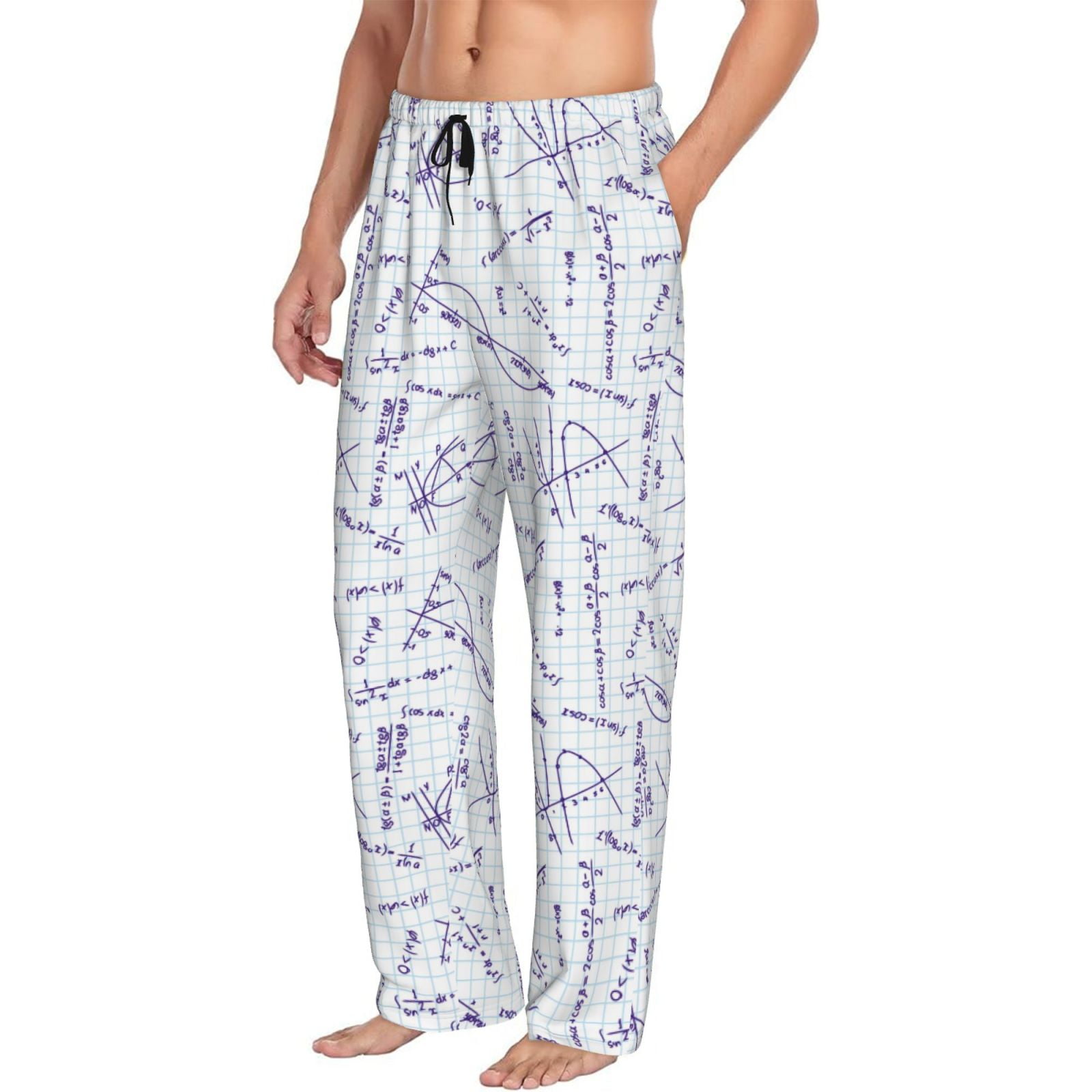 Long Pajama Pants for Men, curve Math Print Comfort Mens Bottoms Sleep ...