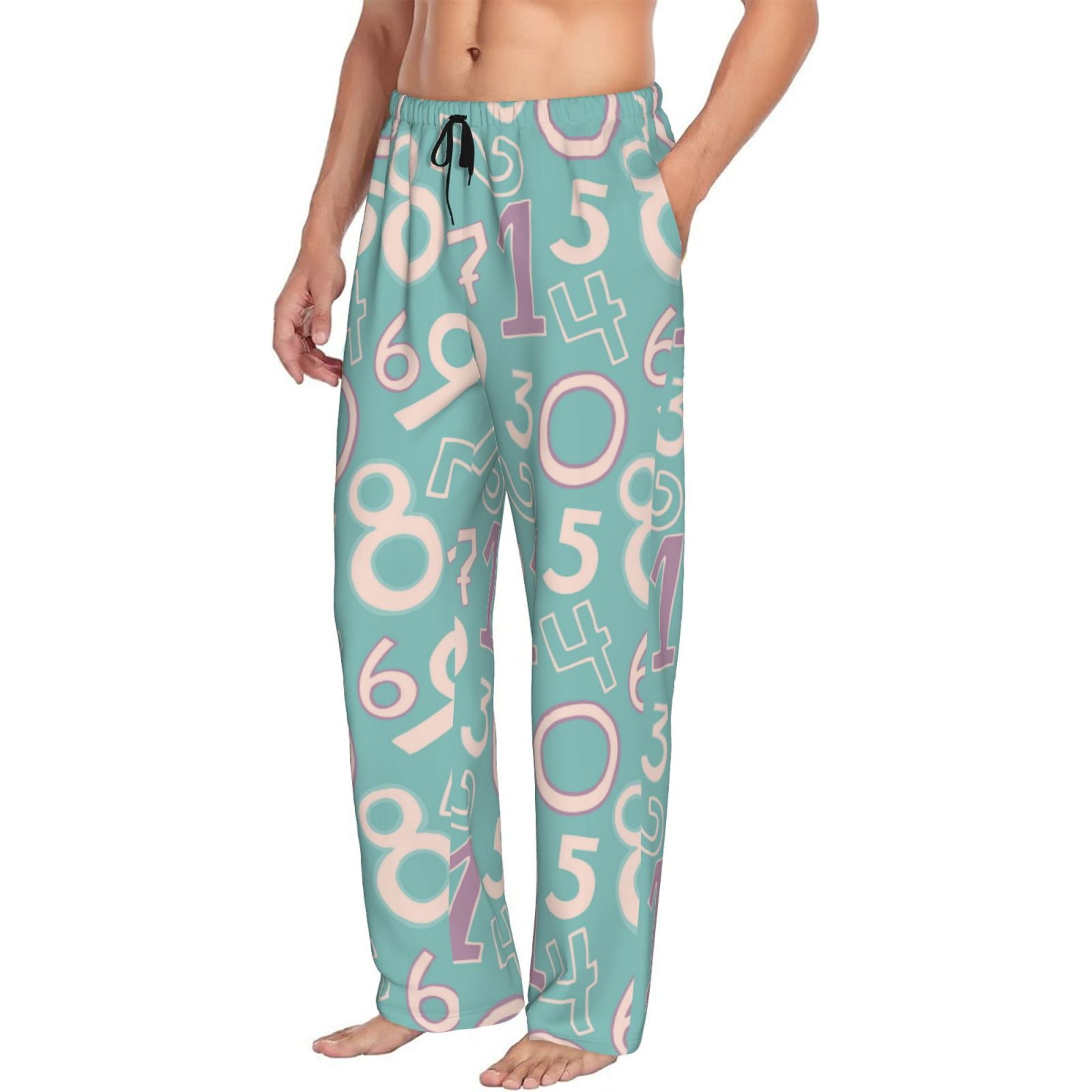 Long Pajama Pants for Men, green math numbers Comfort Mens Bottoms ...