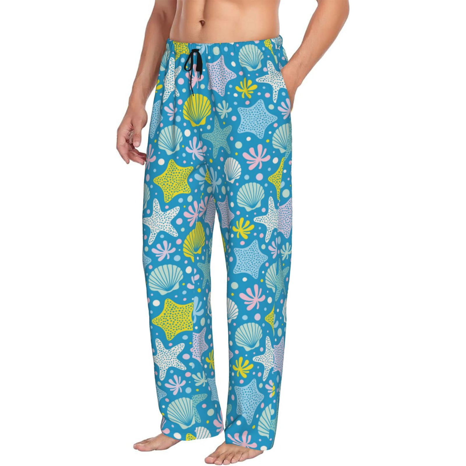 Long Pajama Pants for Men, starfish corals pearls Comfort Mens Bottoms ...