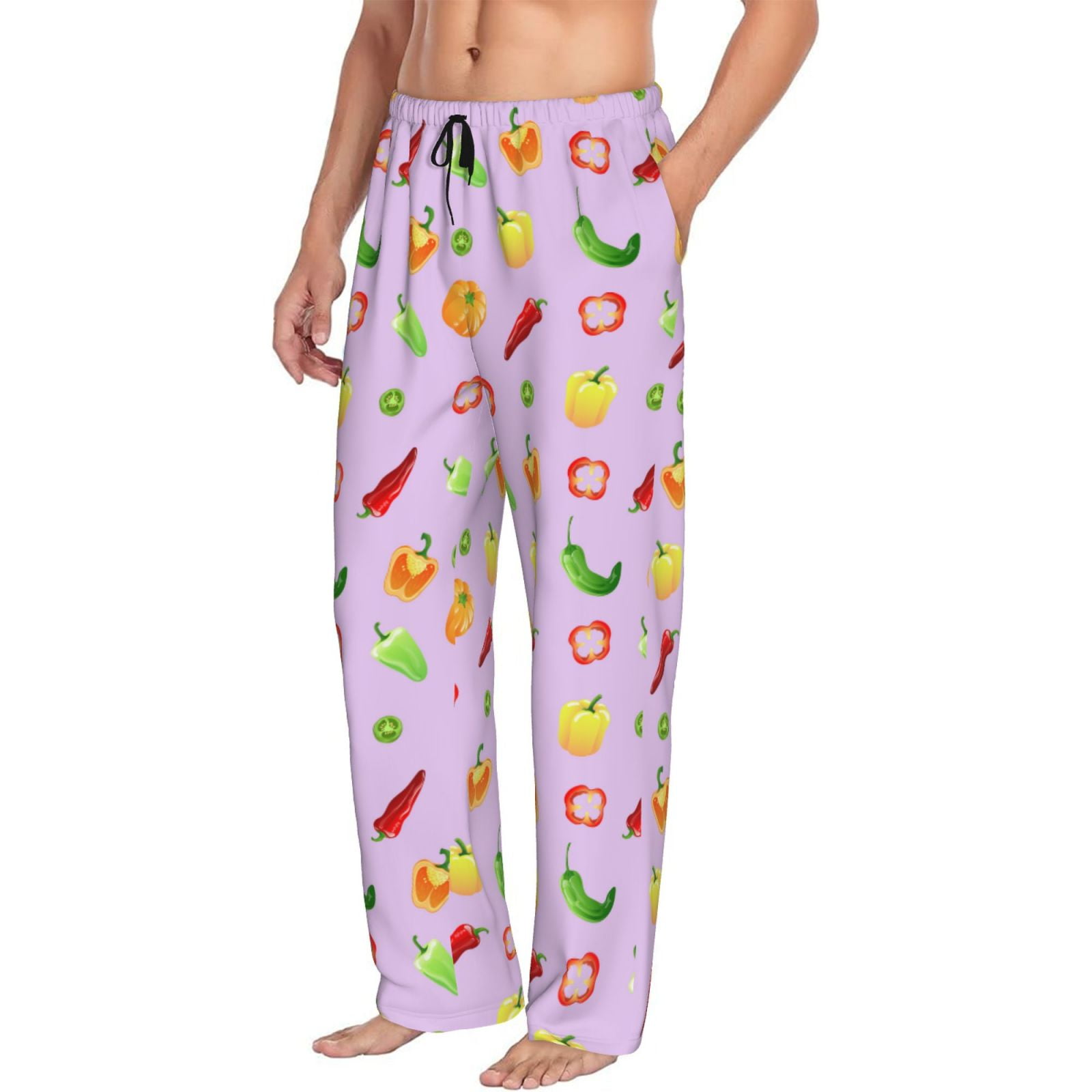 Long Pajama Pants for Men, vegetable Bell Pepper Pattern Comfort Mens ...
