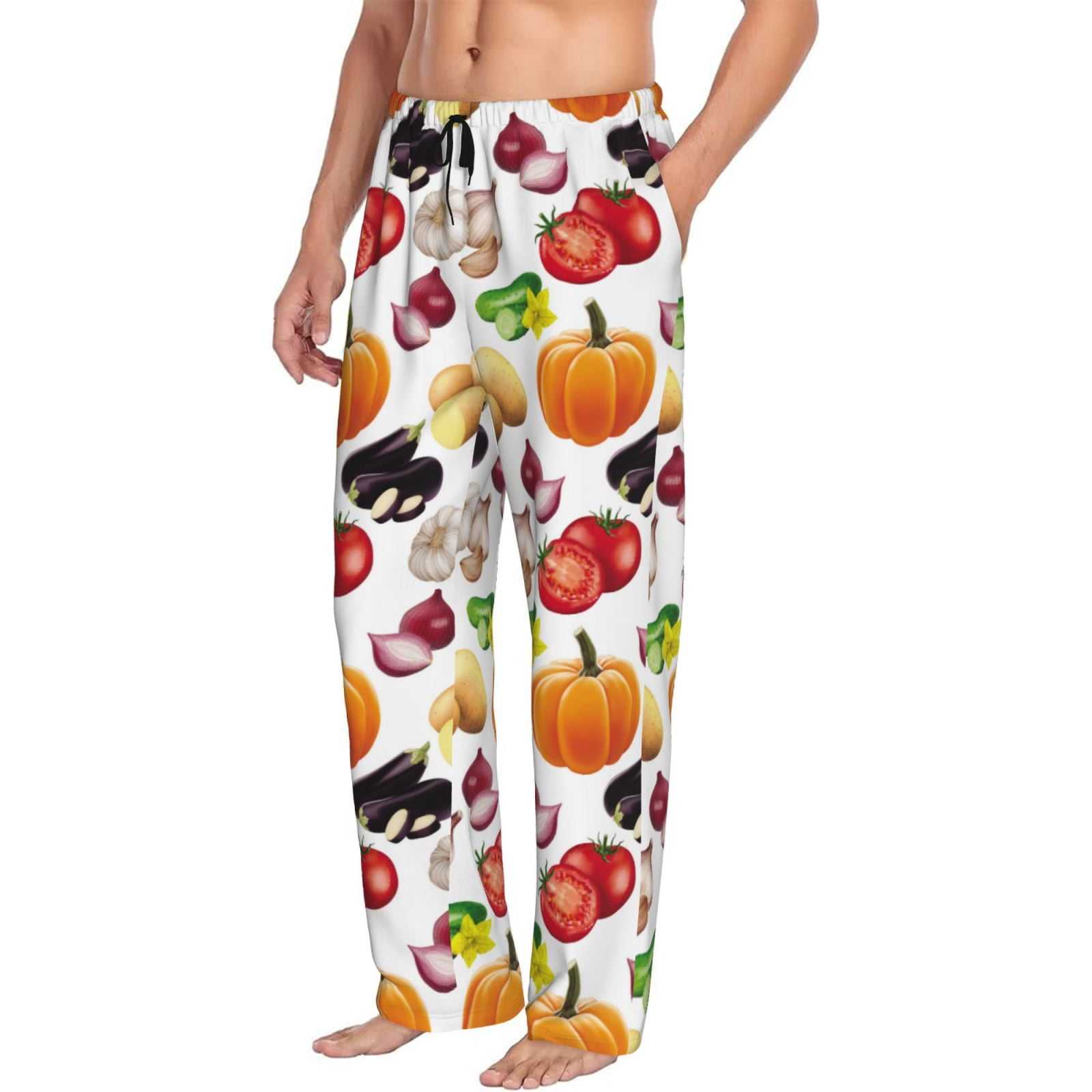 Long Pajama Pants for Men, vegetable pumpkin eggplant Comfort Mens ...