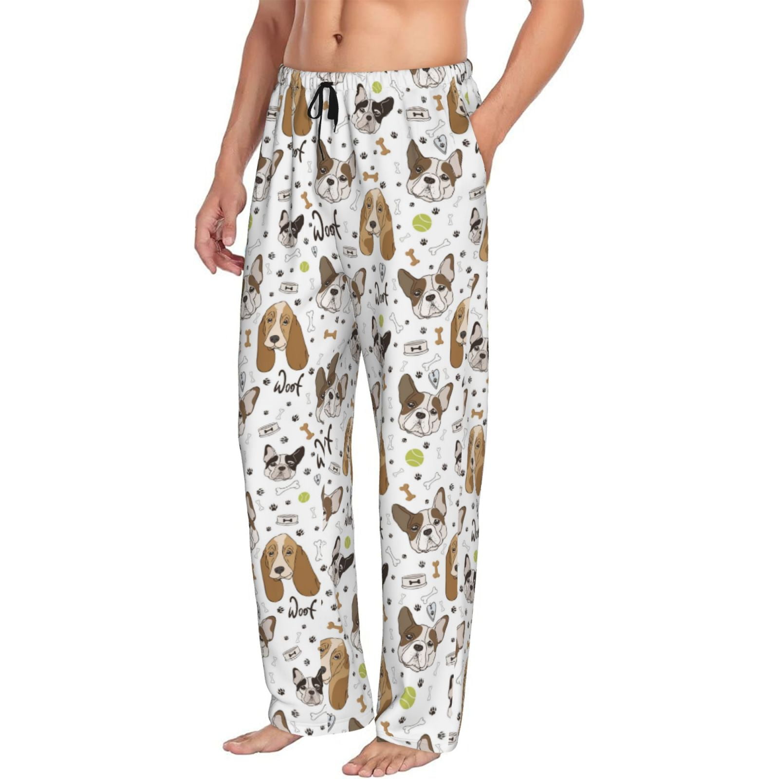 Long Pajama Pants for Men, woof Cute Dog Puppy Comfort Mens Bottoms ...