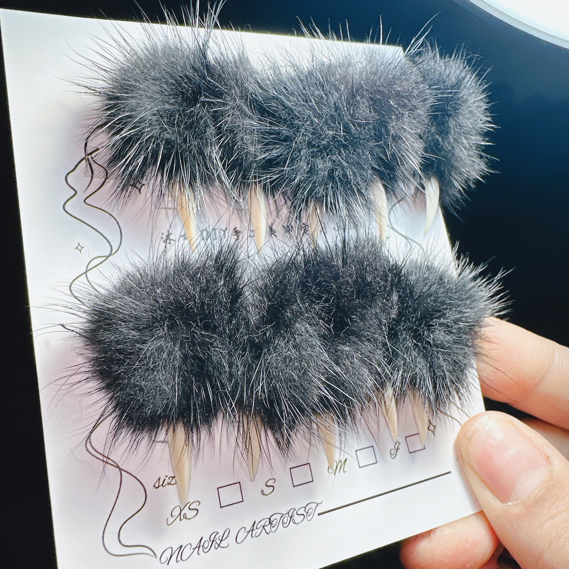 Long Pink-green gradient Pressed Nails Coffin,French pink-purple ...