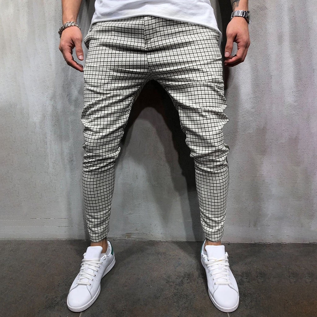 Long Plain Cargo Pants Men Striped Splicing Overalls Casual Pocket