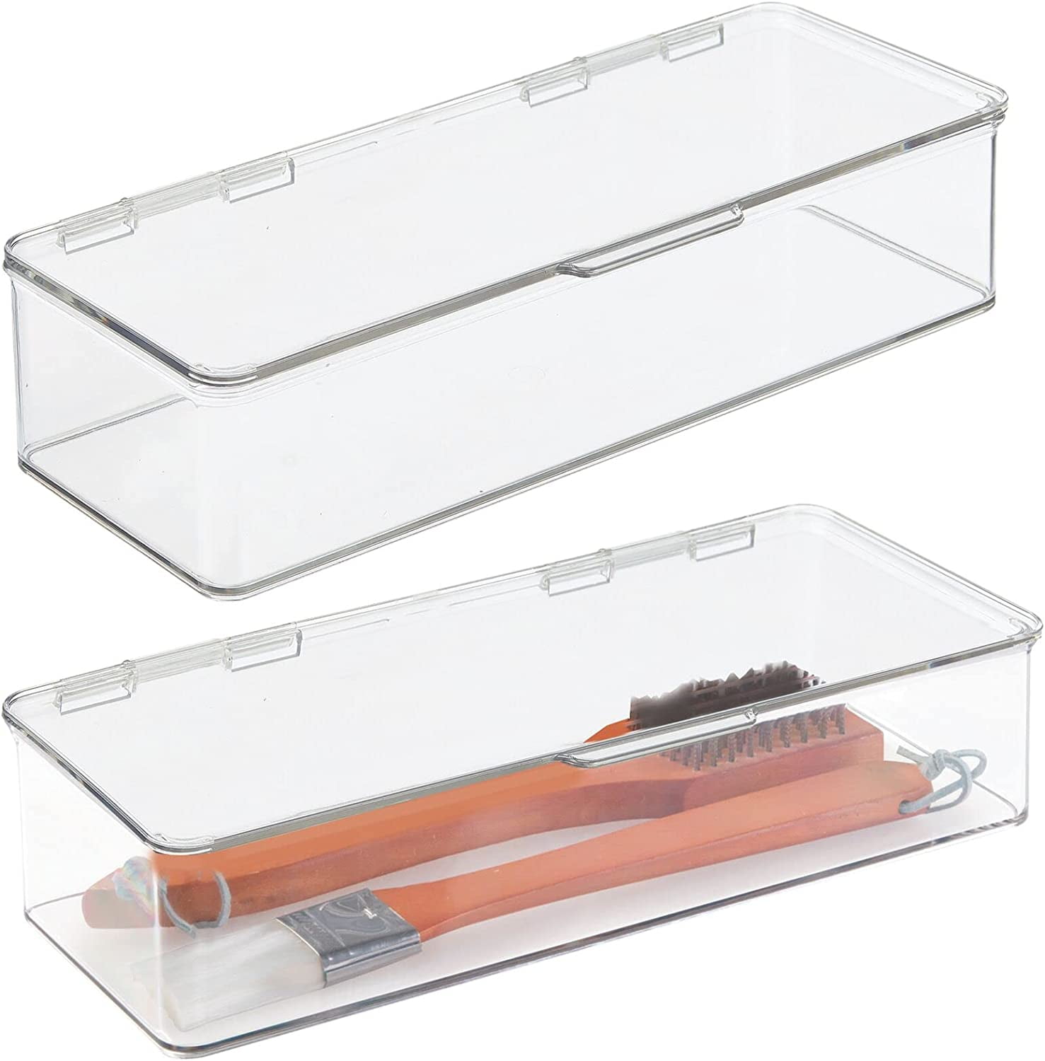 Long Plastic Kitchen Pantry/Fridge Storage Organizer Box Containers ...