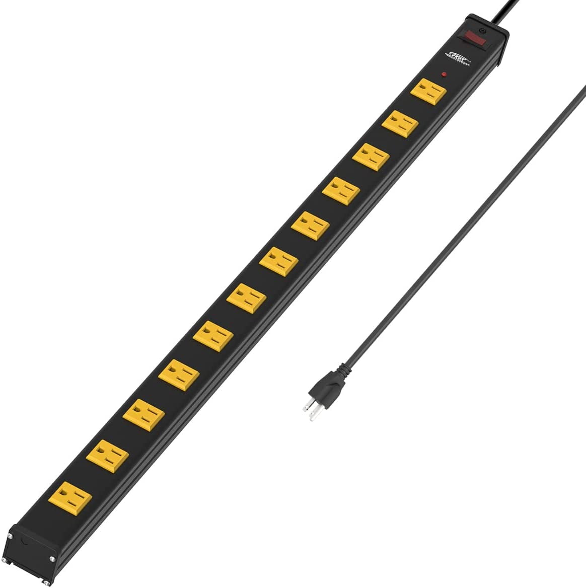 Long Power Strip, 12-Outlet Heavy Duty Surge Protector Metal Power Bar ...