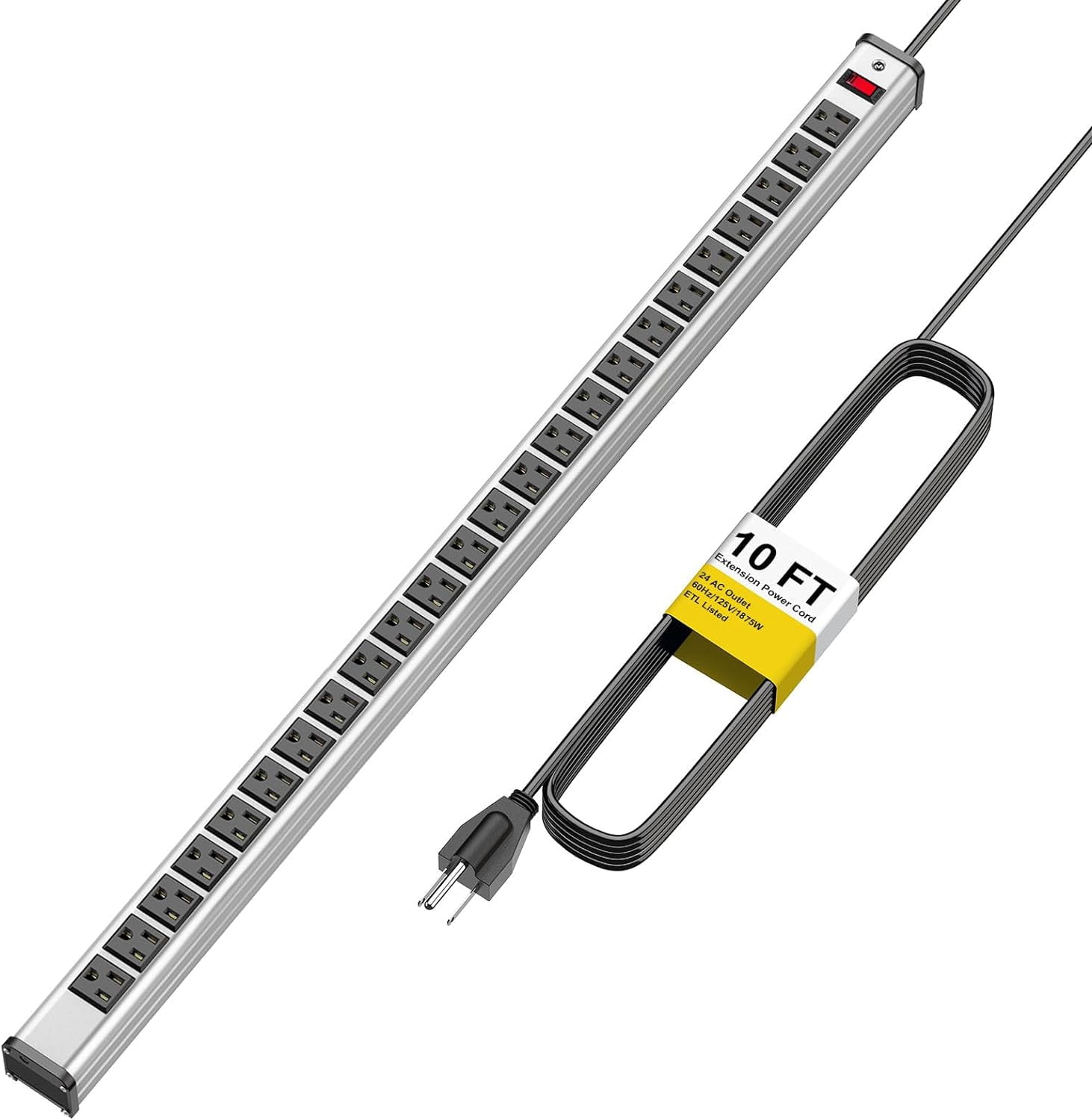Long Power Strip 24-outlet ETL Certified Heavy Duty Metal Power Strip ...