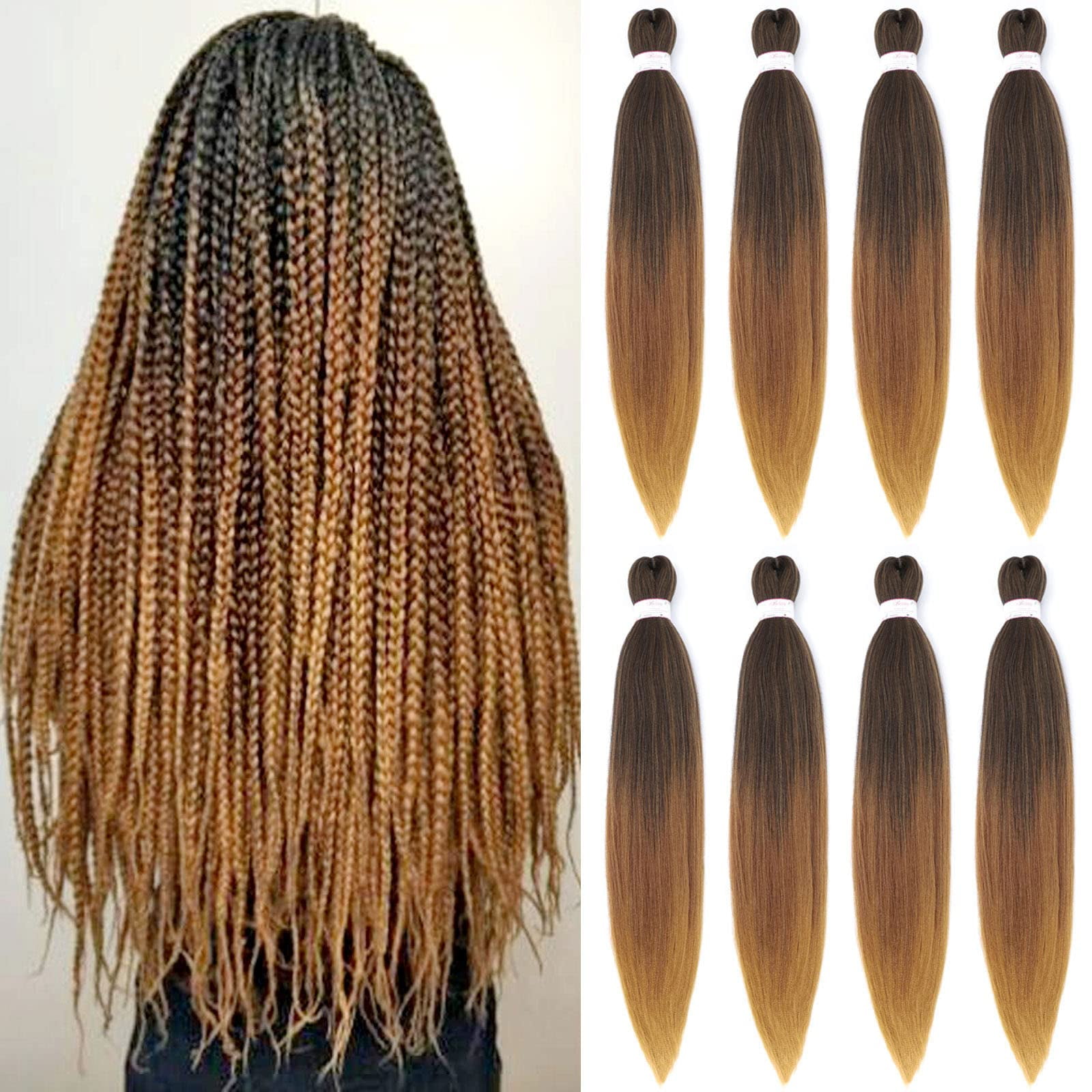 Long Pre stretched Braiding Hair, 30 Inch 8 Packs Ombre Prestretched ...