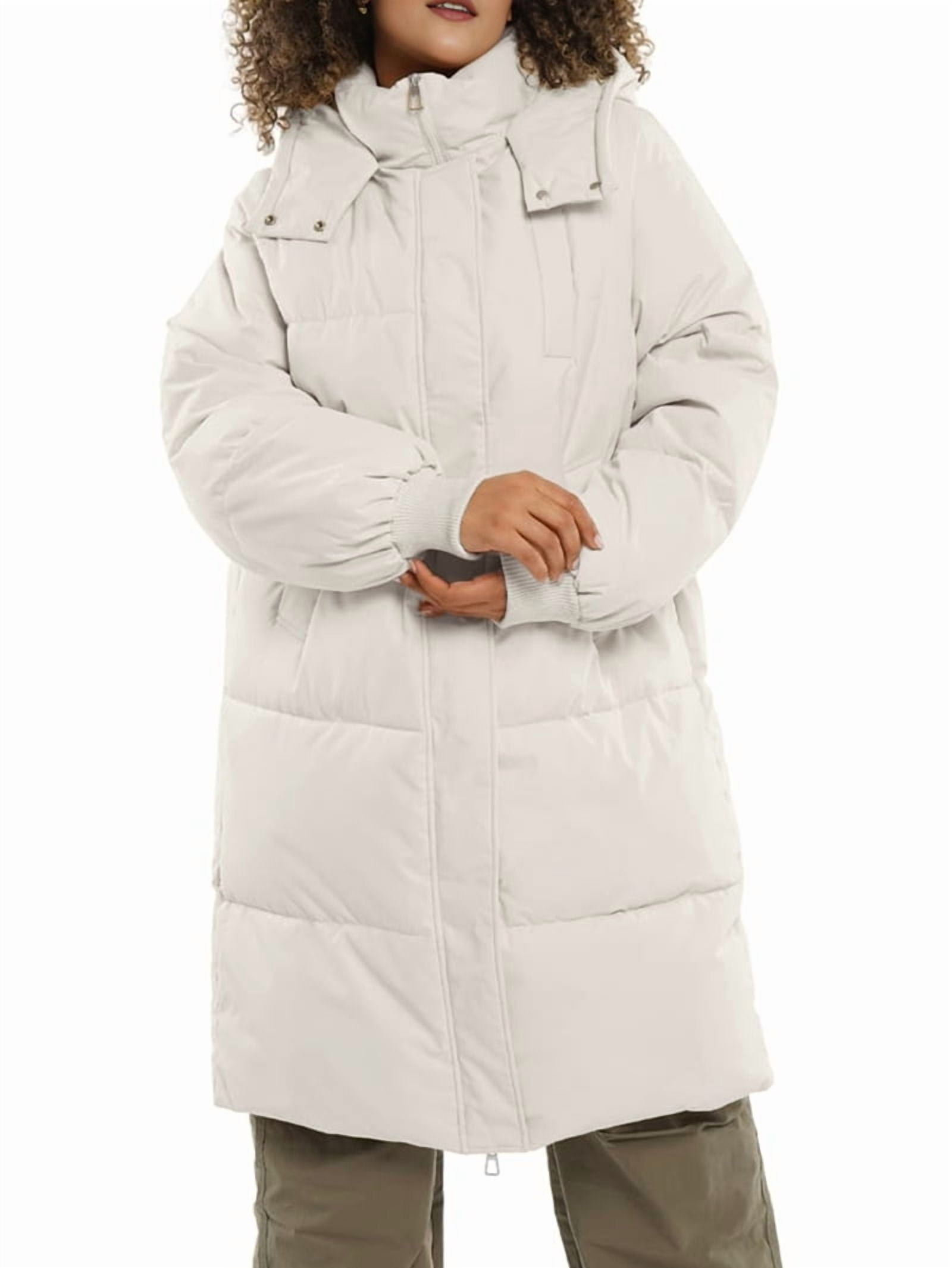 Long Puffer Jacket for Women, Thickened Winter Coat Hooded with Deep ...