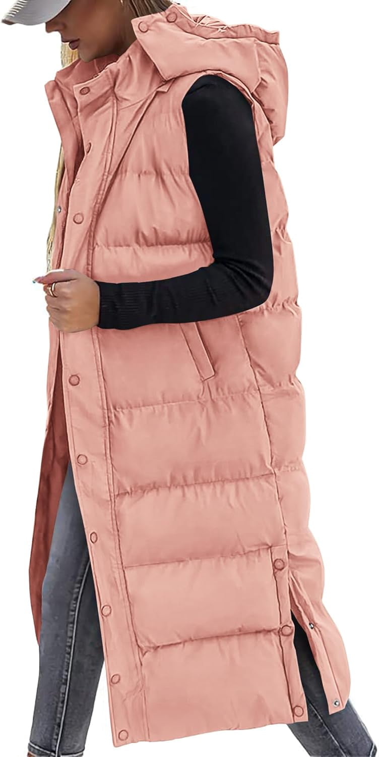 Water Resistant Puffer Vest Women's Long Puffer Vest – Sleeveless ...