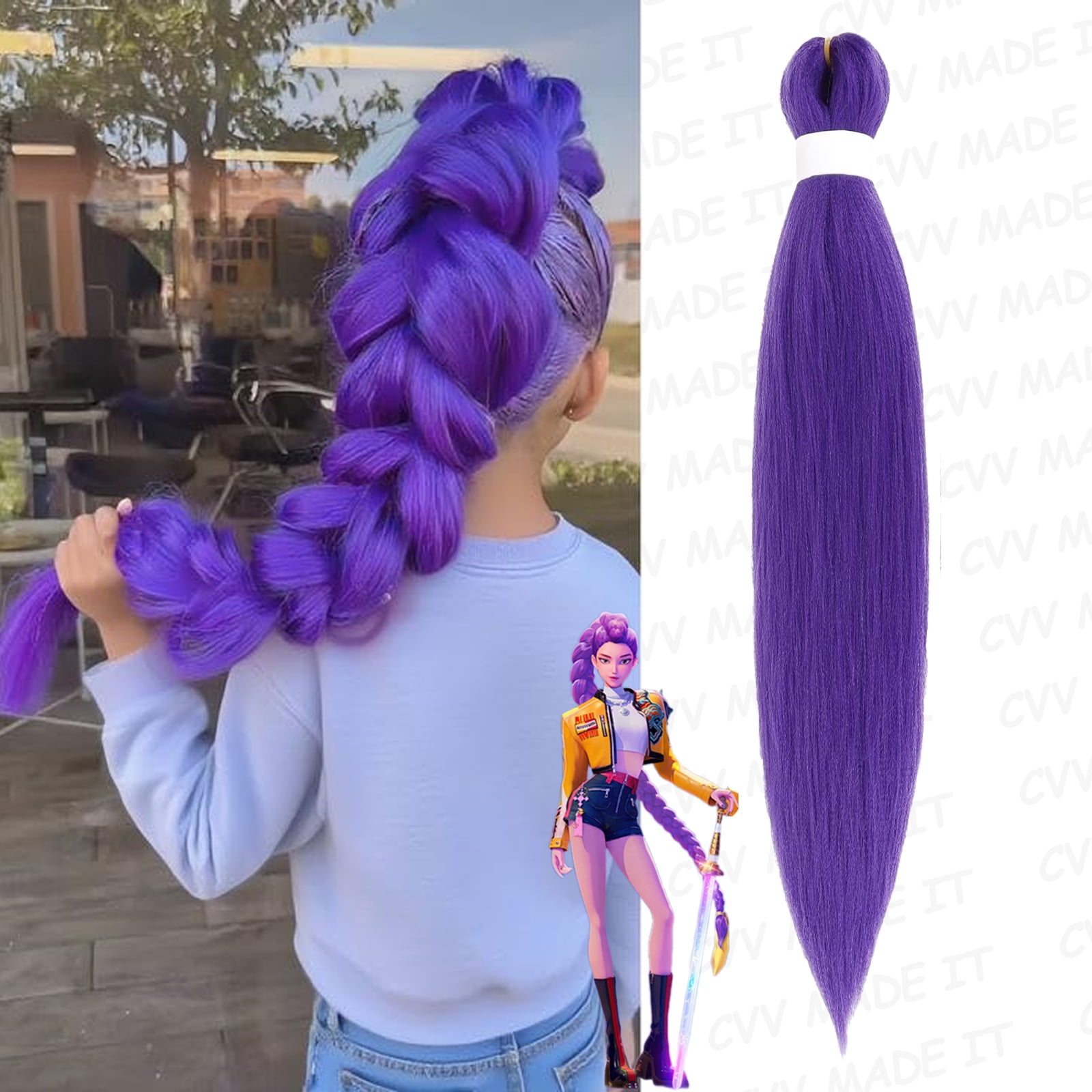 Long Purple Braiding Hair Pre Stretched Synthetic Braiding hair ...