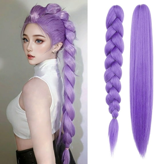 Long Purple Braiding Hair Pre Stretched Synthetic Braiding hair ...