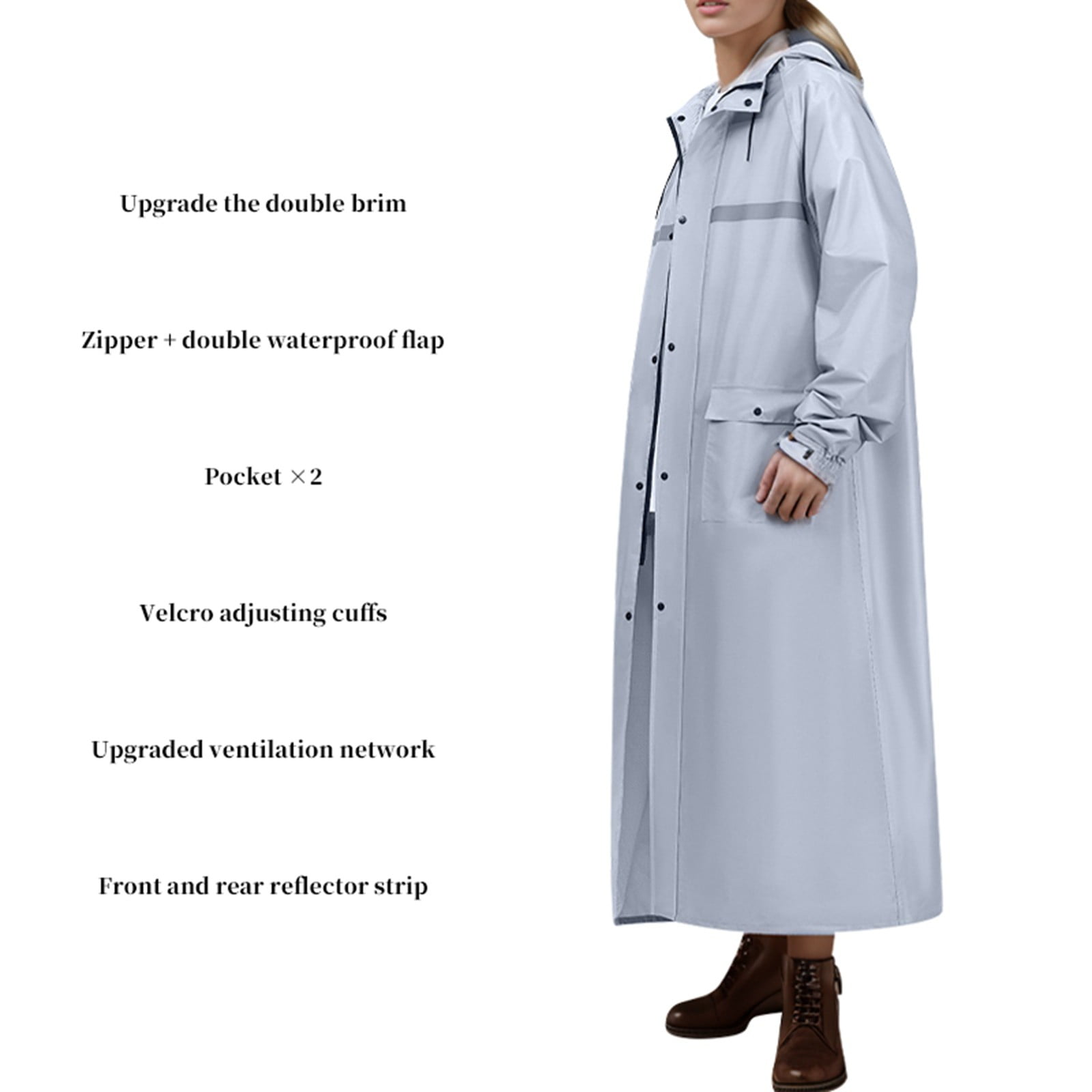 Long Raincoat With Detachable Hood For Men & Women | Heavy Duty Double ...