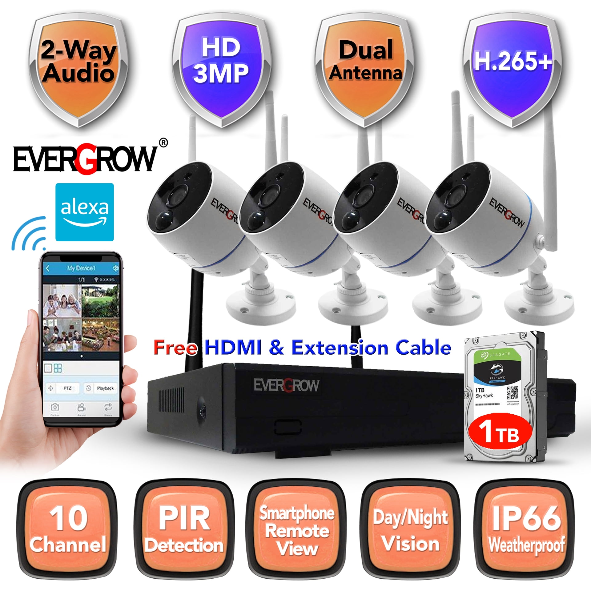 Long Range, 10 Channels 3.0MP Wireless Security Camera System ...