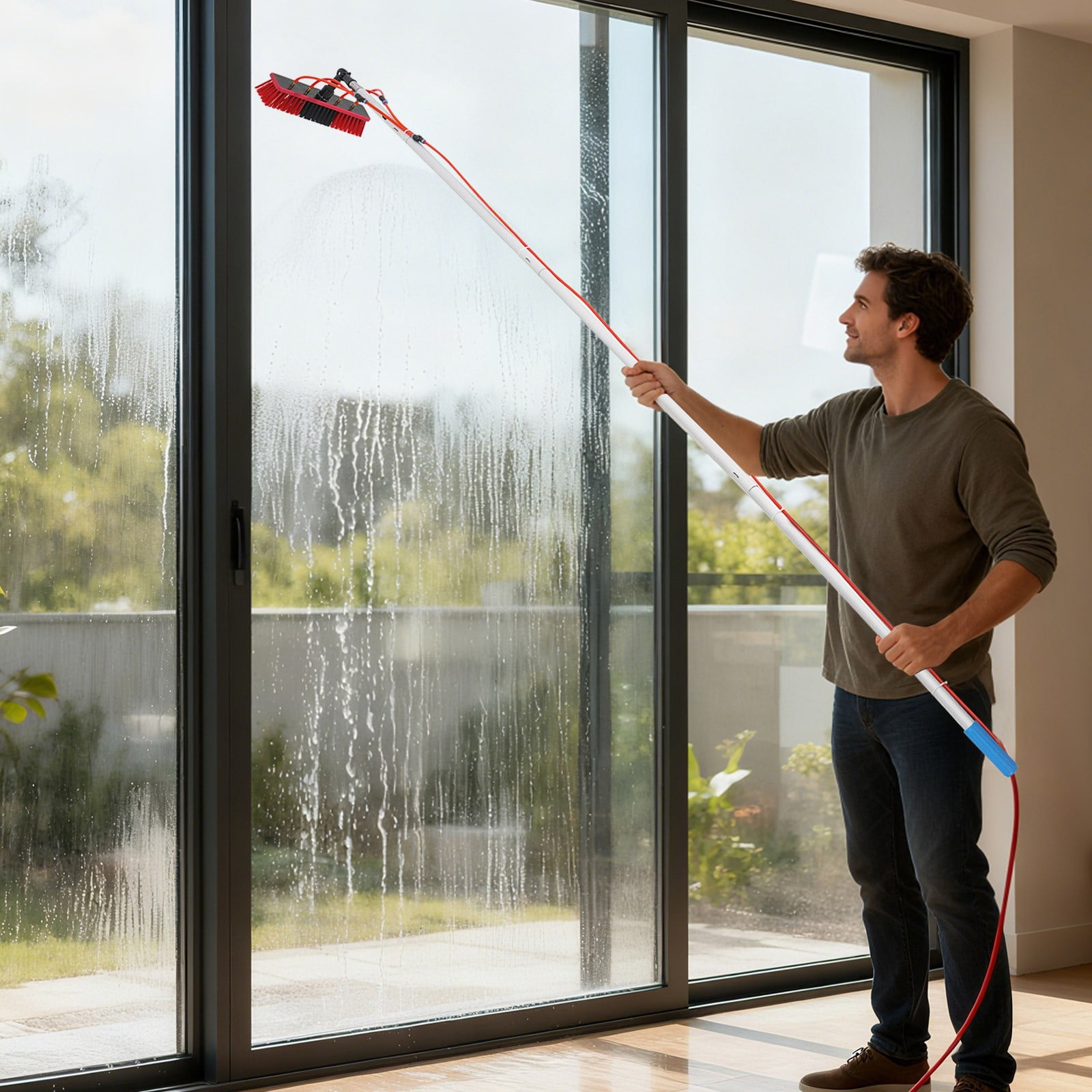 Long Reach Solar Panel Cleaning Brush Kit, Outdoor Window Cleaning ...