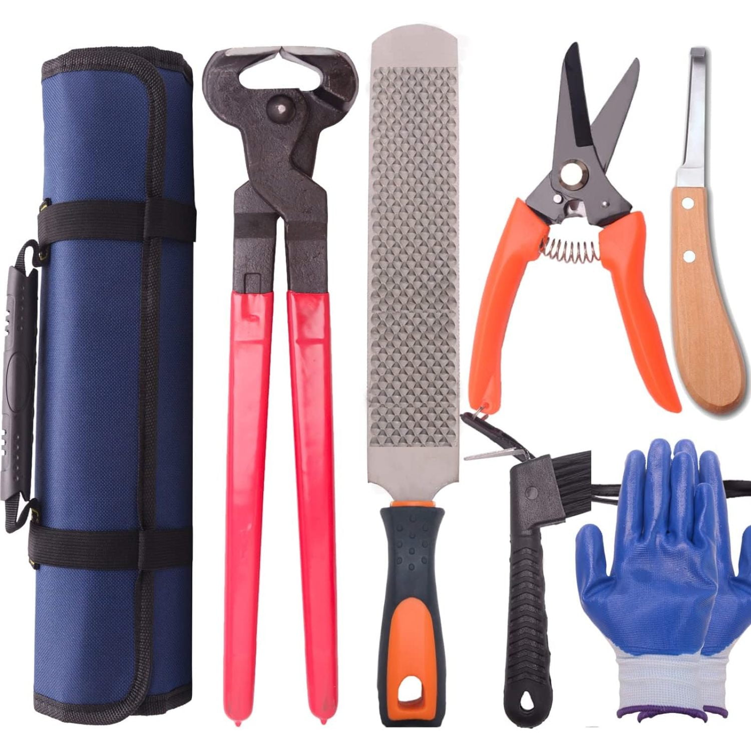 Long River Horse Farrier Hoof Tool Kit（7 Piece） with Carry Bag Horse Equine Metal Shears ...