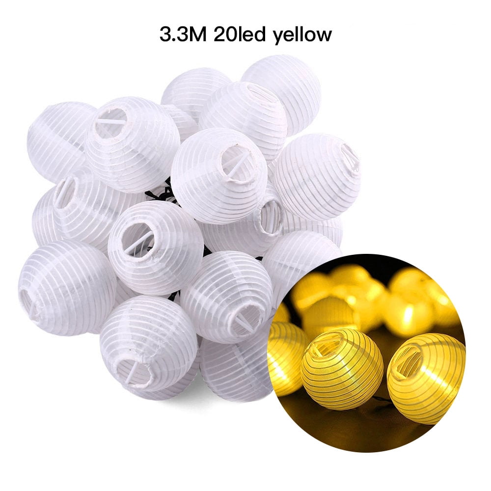 Long Round Outdoor Multi-Colored LED Lantern String Lights Solar ...