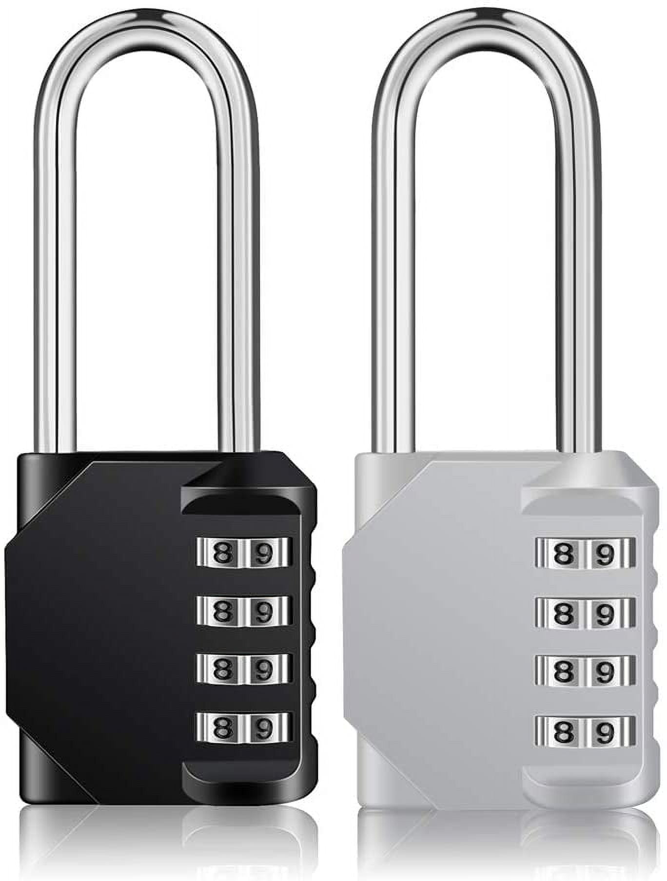 Long Shackle Combination Lock, 4 Digit Resettable Waterproof Padlock ...