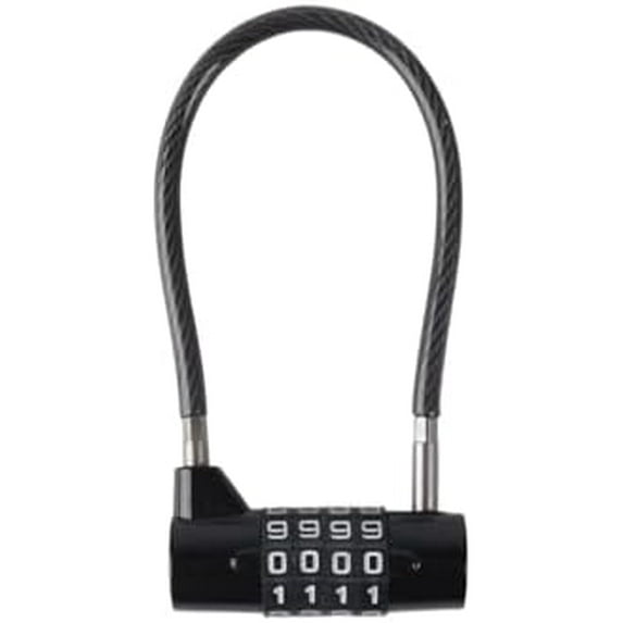 Long Shackle Combination Lock with 6.9 inch Steel Cable, 4-Digit resettable Outdoor Padlock ...