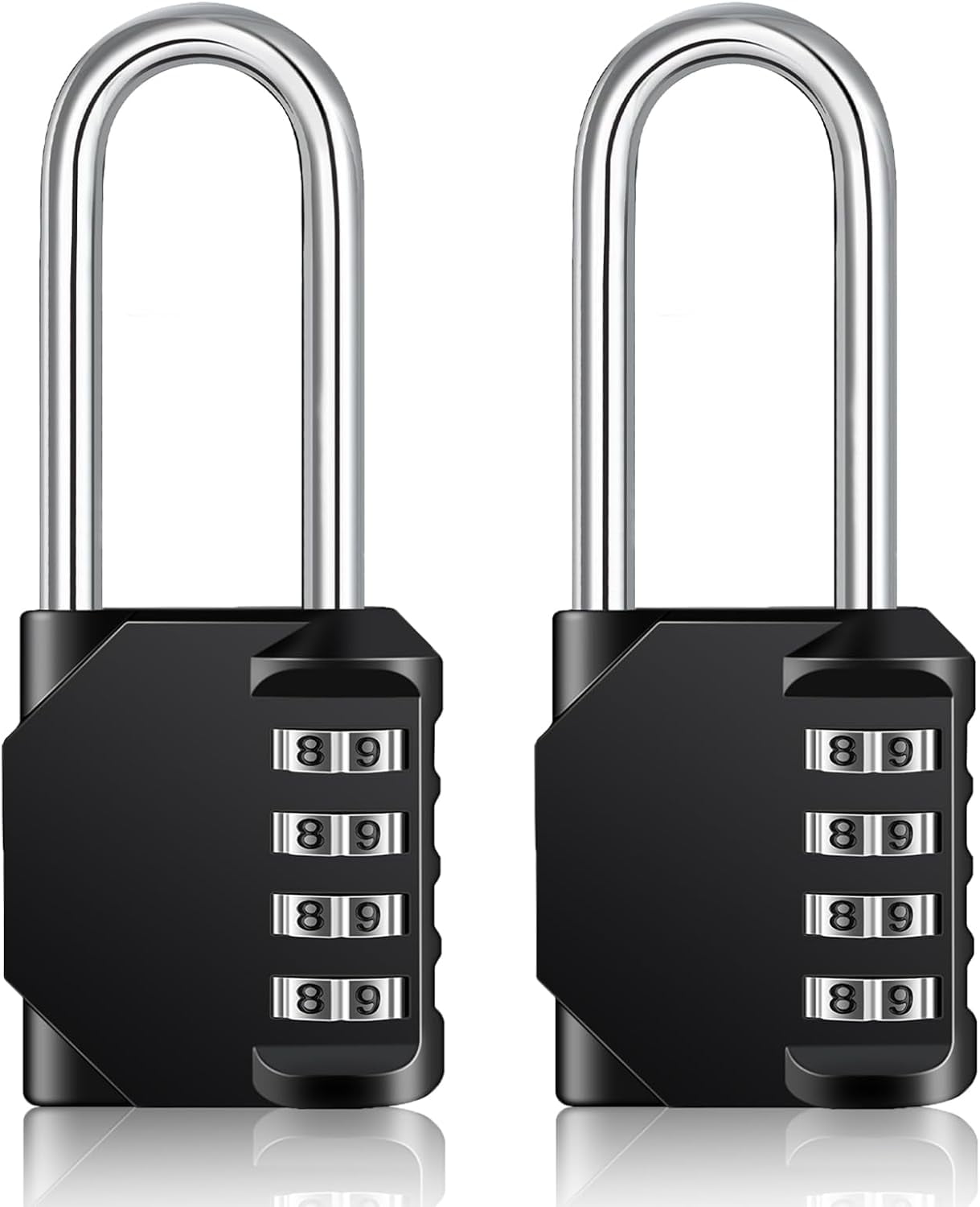 Long Shackle Padlock, 4 Digit Combination Lock, Resettable Weatherproof ...