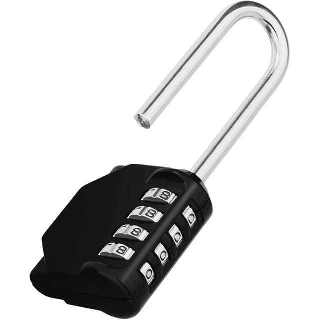 Long Shackle Padlock, 4 Digit Combination Lock, Resettable Weatherproof ...