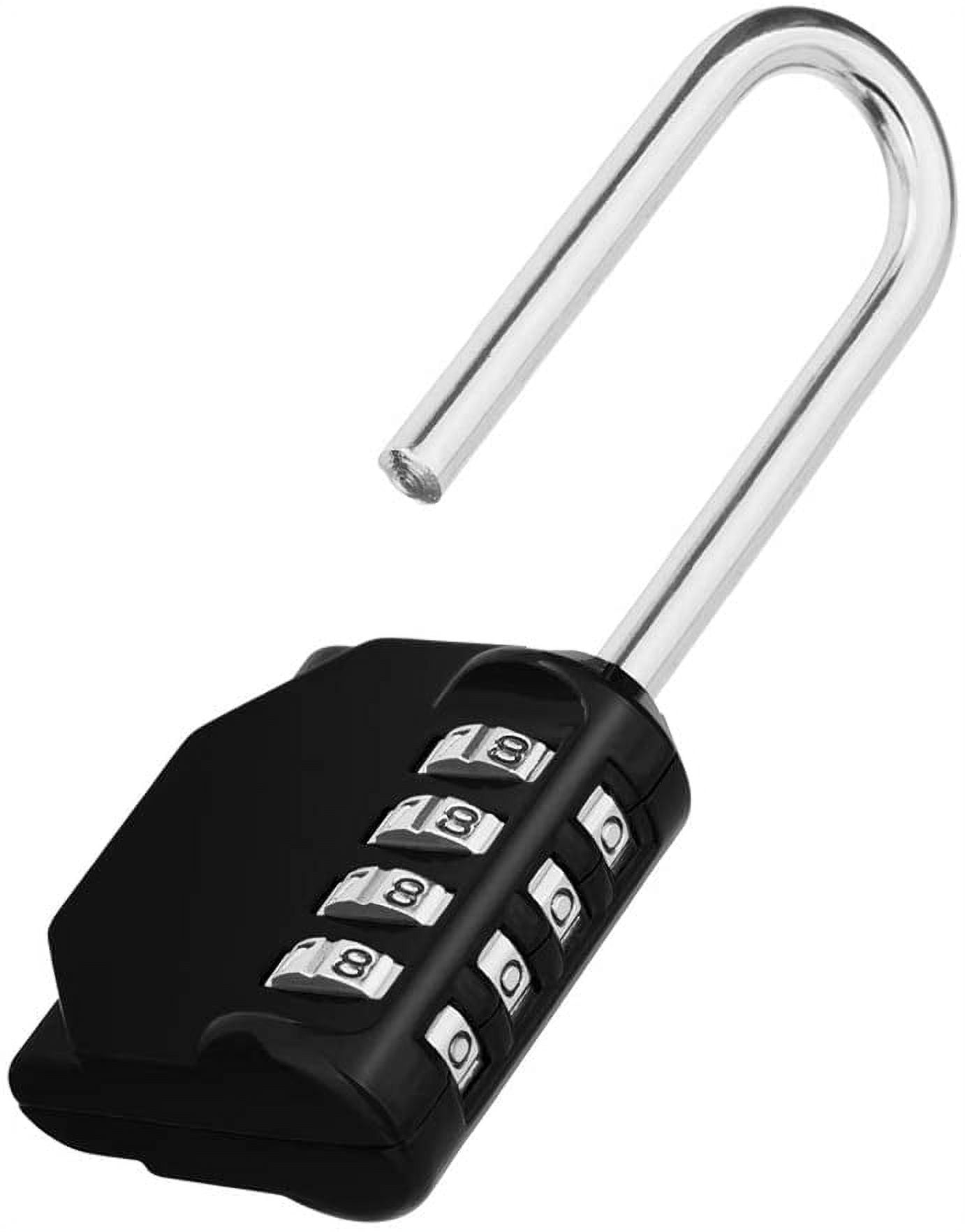 Long Shackle Padlock, 4 Digit Combination Lock, Resettable Weatherproof ...