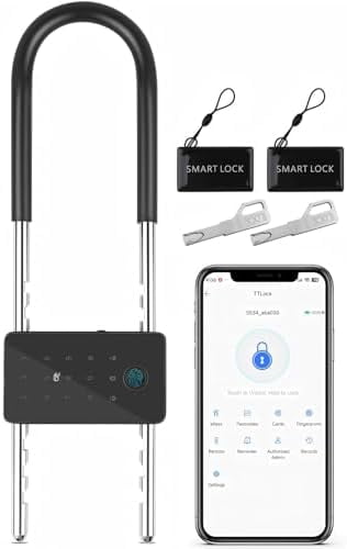 Long Shackle Padlock U Lock Bike Gate Combo U-Lock Adjustable Shackle, Lock with Fingerprint ...