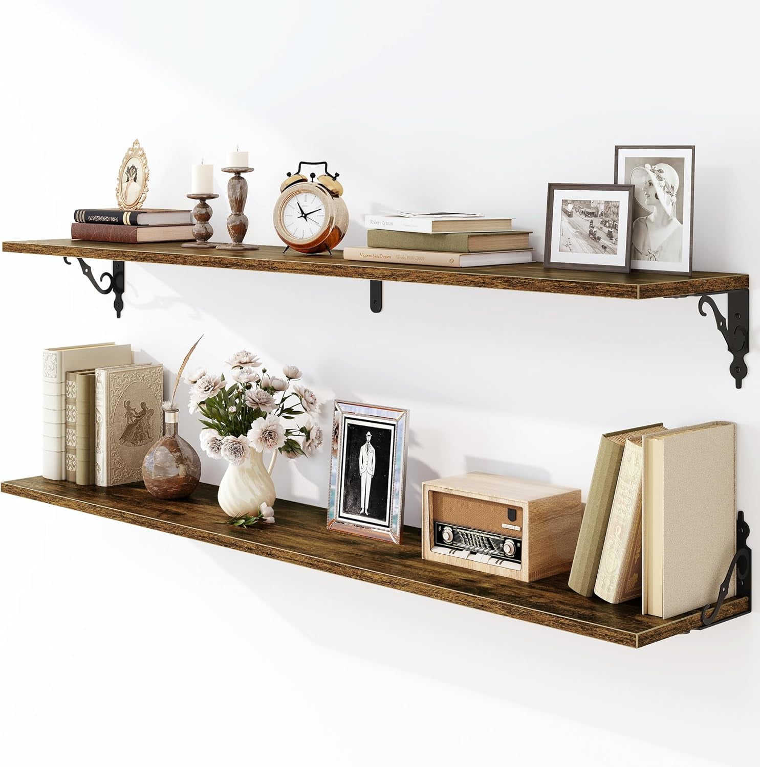 Long Shelves for Wall, 48 Inch Floating Shelves Wall Mounted, 8 Inch ...