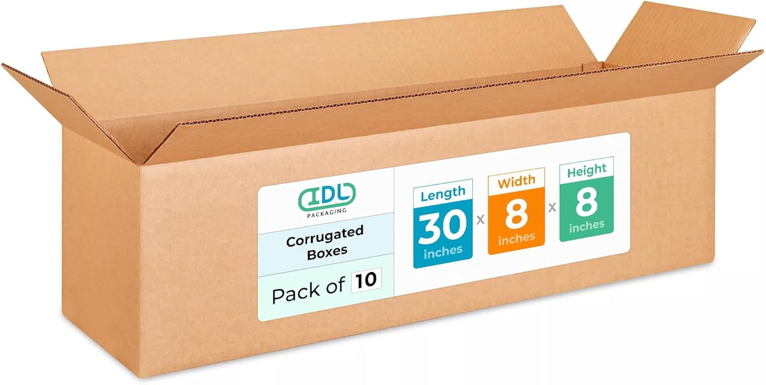 Long Shipping Moving Boxes 30x8x8 inches (10-Pack) - Extra Strength 200 ...