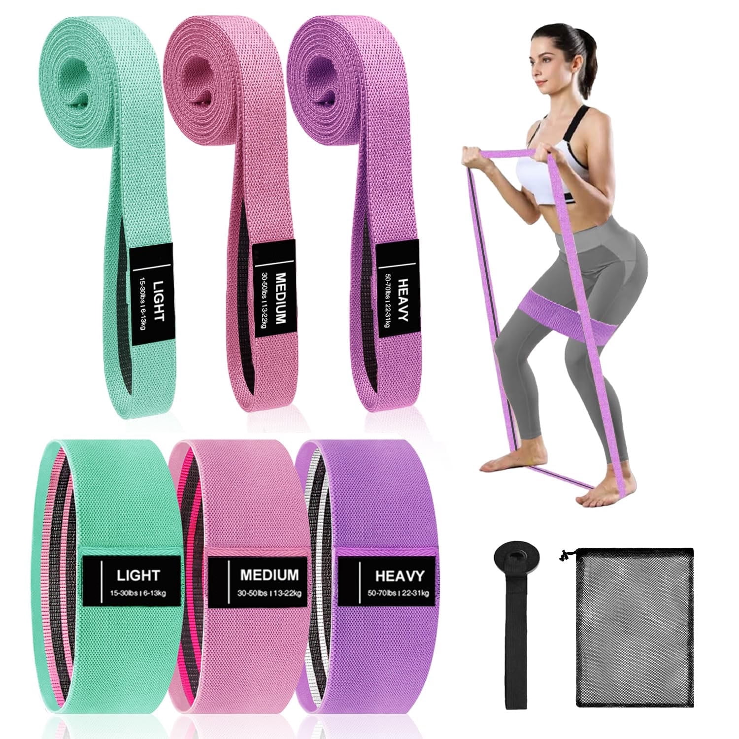 GZXIHTZ, Resistance Bands Set, 7 PCS, Fabric with Door Anchor - Walmart.com