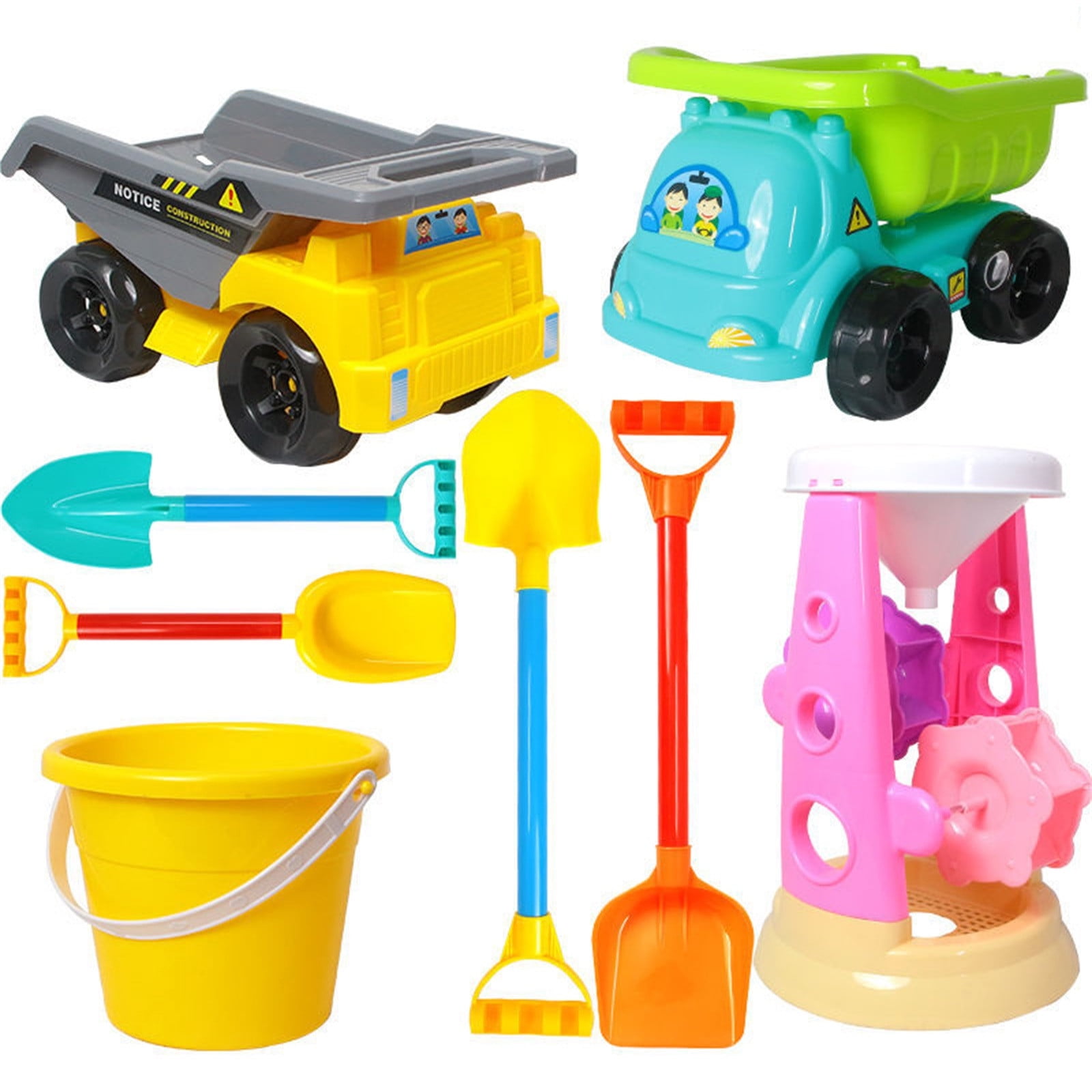 Long Shovels Beach Toys Set With Mesh Bag Including Dump Truck, Castle ...