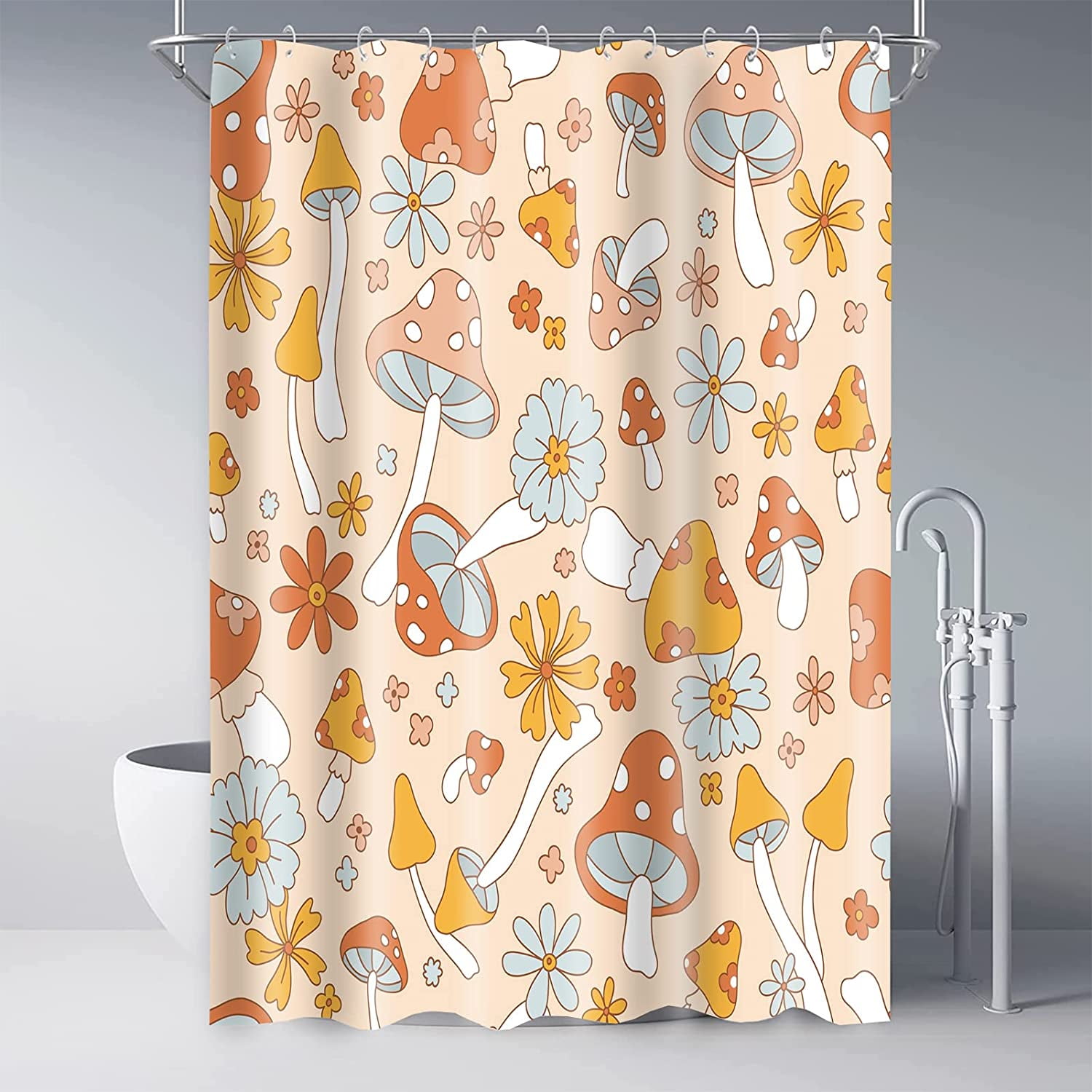 Long Shower Curtain - 84Inch, Water Resistant Polyester Fabric Bathroom ...