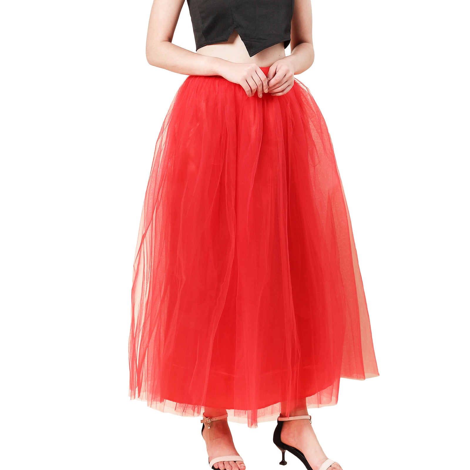 Long Skirts for Women Plus Size Mesh Skirt Pleated Princess Skirt Mesh ...