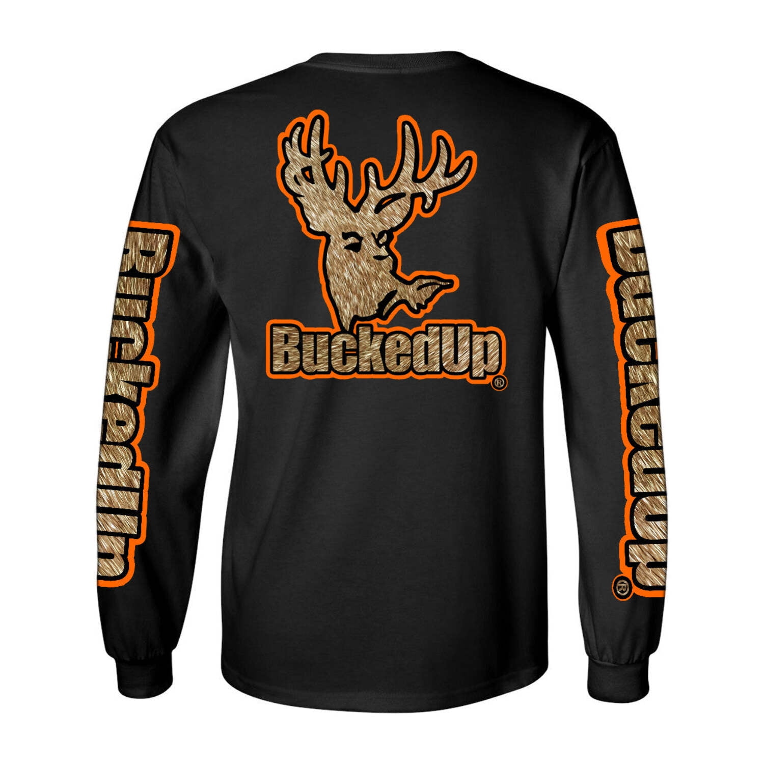 Long Sleeve Black with Orange Buckskin BuckedUp® Logo - Walmart.com