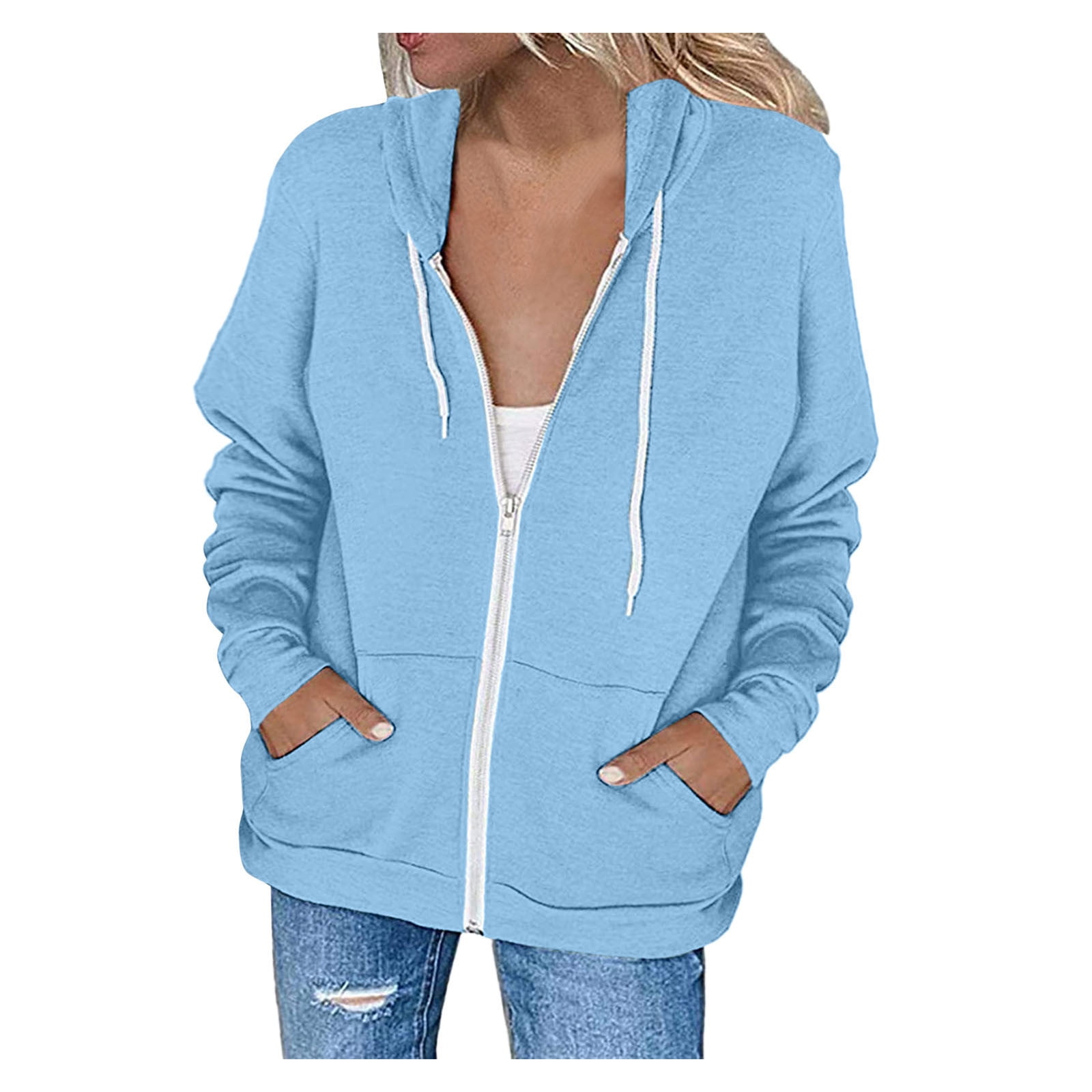 Long Sleeve Cardigan With Zipper Open Front Jacket With Pocket 2024 ...