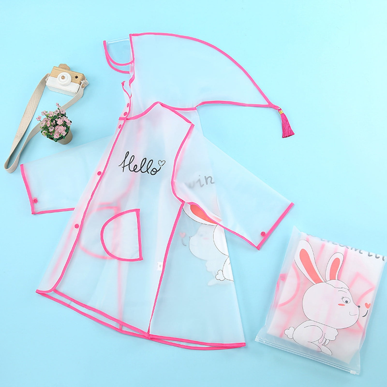 Long Sleeve Cute Rain Jackets for Girls Pink Cover-Up Cartoon School ...