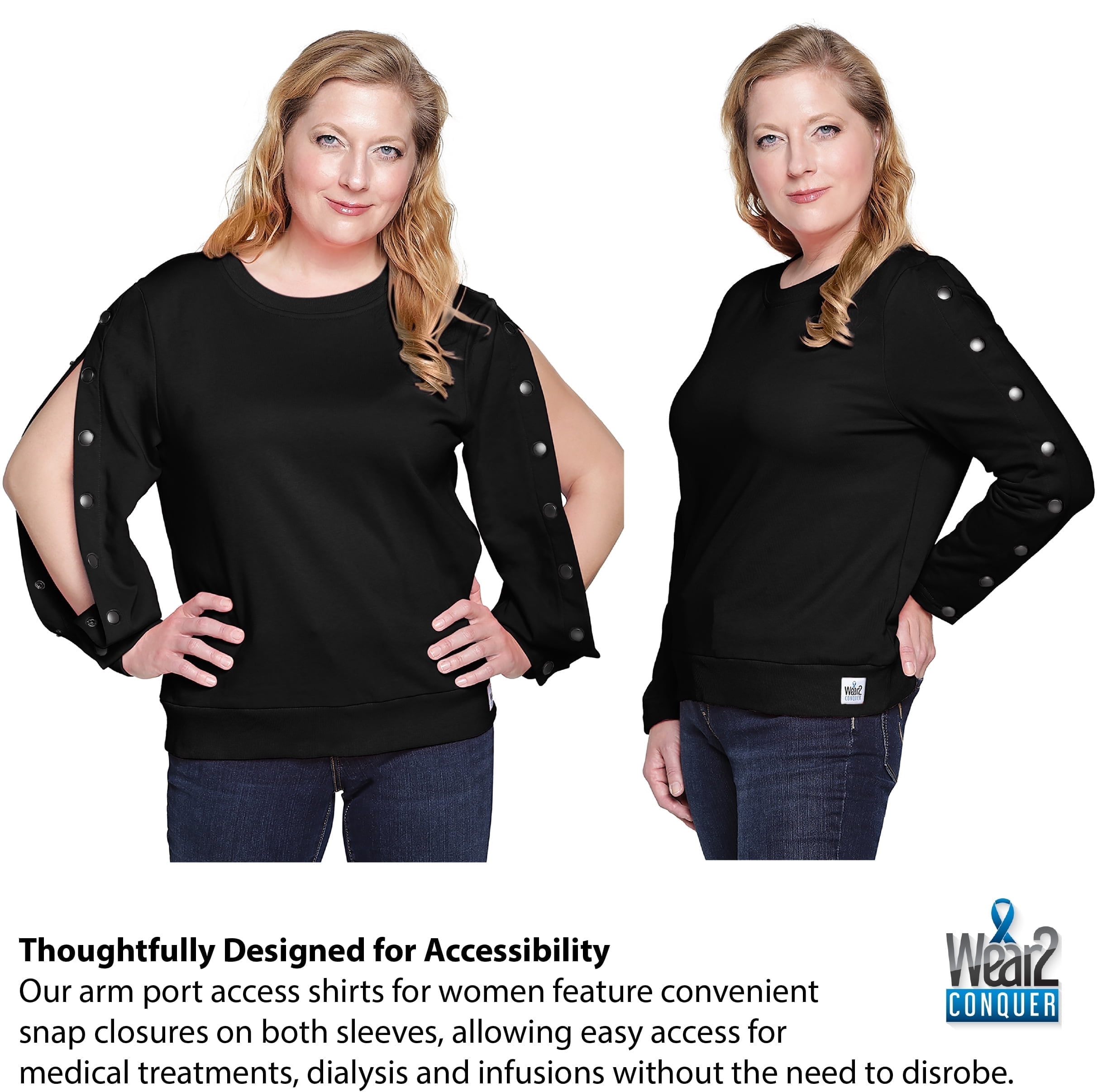 Long Sleeve Dialysis Shirts for Women with Easy Arm Port Access Makes ...