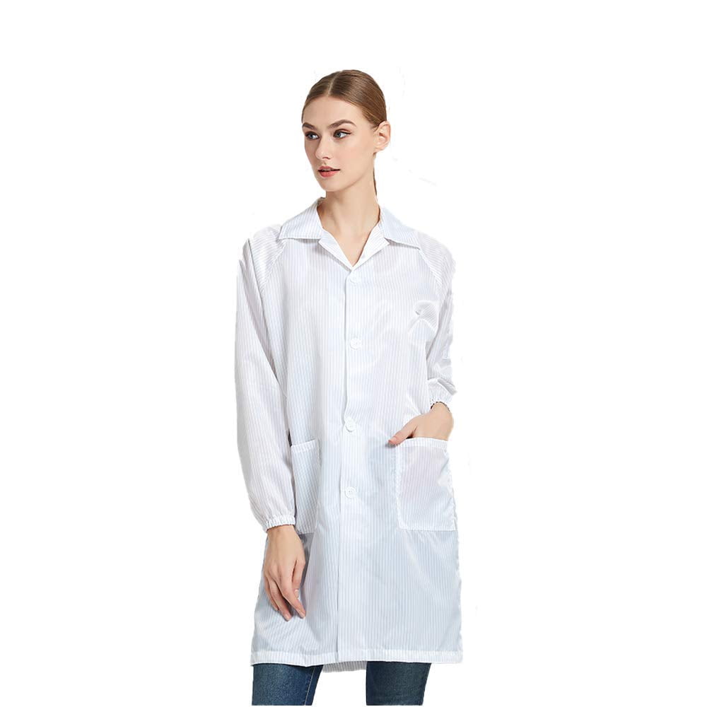 Long Sleeve ESD Gown Unisex Anti-Static Lab Coat Non-Stretch Comfort ...