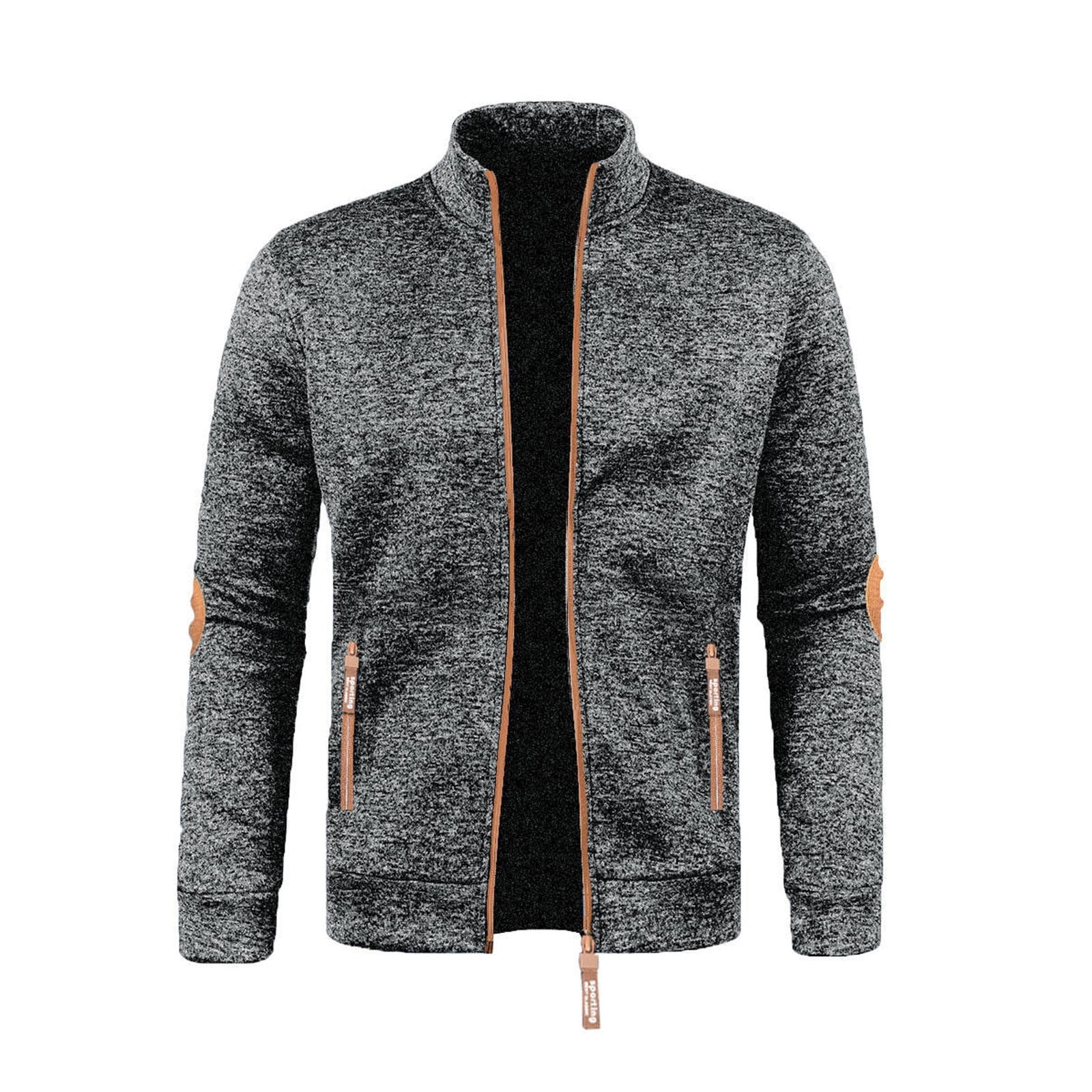 Long Sleeve Fall Jackets for Men Full Zip Up Sweatshirt Mock Neck Solid ...