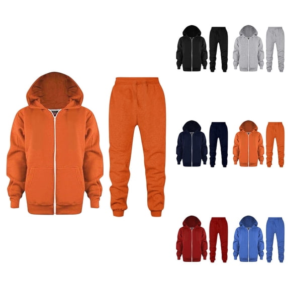 Long Sleeve Hooded Zip Up Pullover and Jogger Pants Set, Girls 2-Piece ...