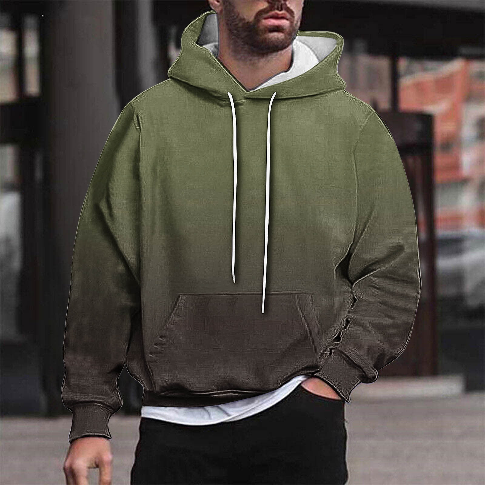 Long Sleeve Hoodies for Men Pullover Big & Tall Gradient Sweatshirts M-4X Plus Size Casual Basic ...