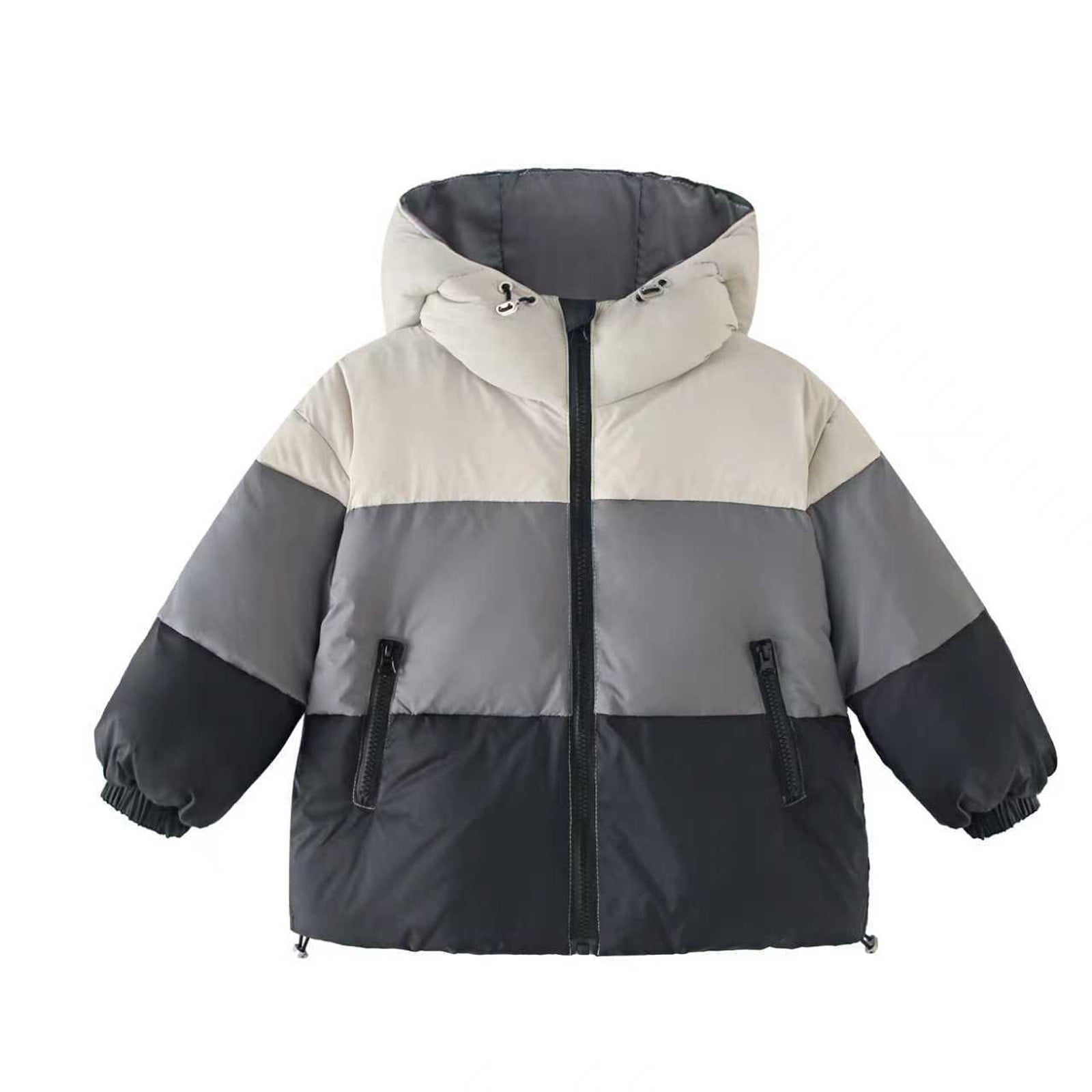 Long Sleeve Down Jackets for Kids Girl Boy Winter Fall Color Block Crop ...