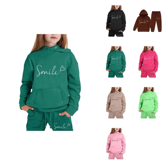 Long Sleeve Letter Printed Lightweight 2-Piece Hoodie and Long Pants ...