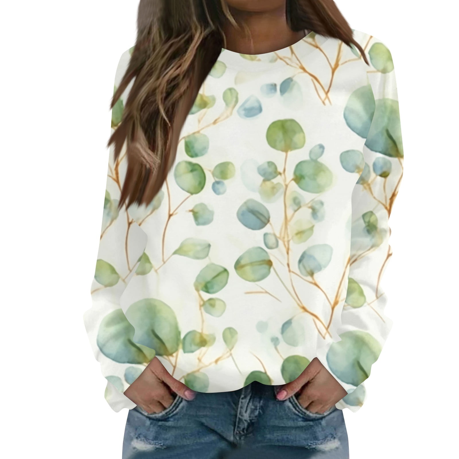 Long Sleeve Lightweight Tops Women's Casual Elegant Comfortable Fashion ...