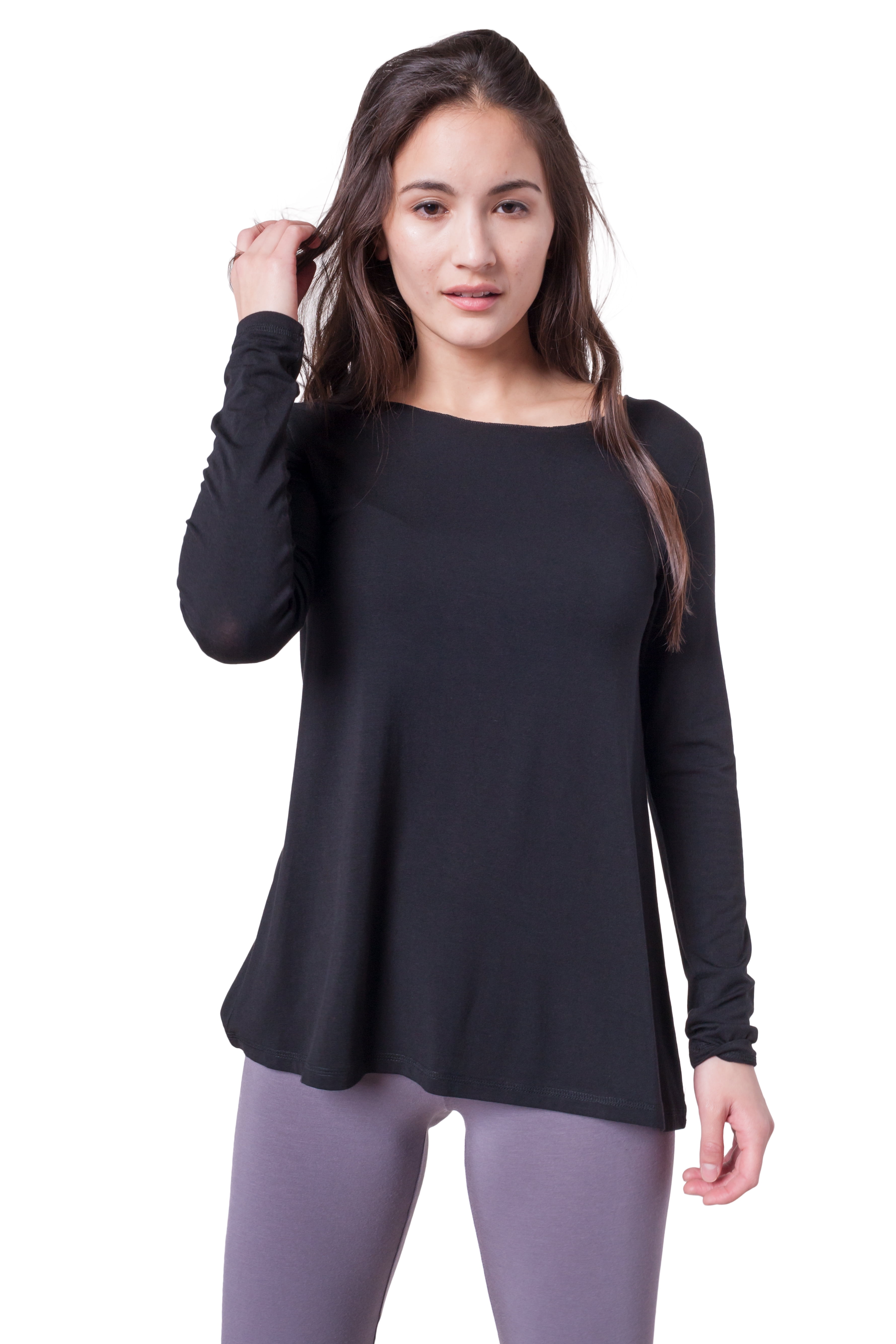 Long Sleeve Modal Relaxed Fit Top - Walmart.com