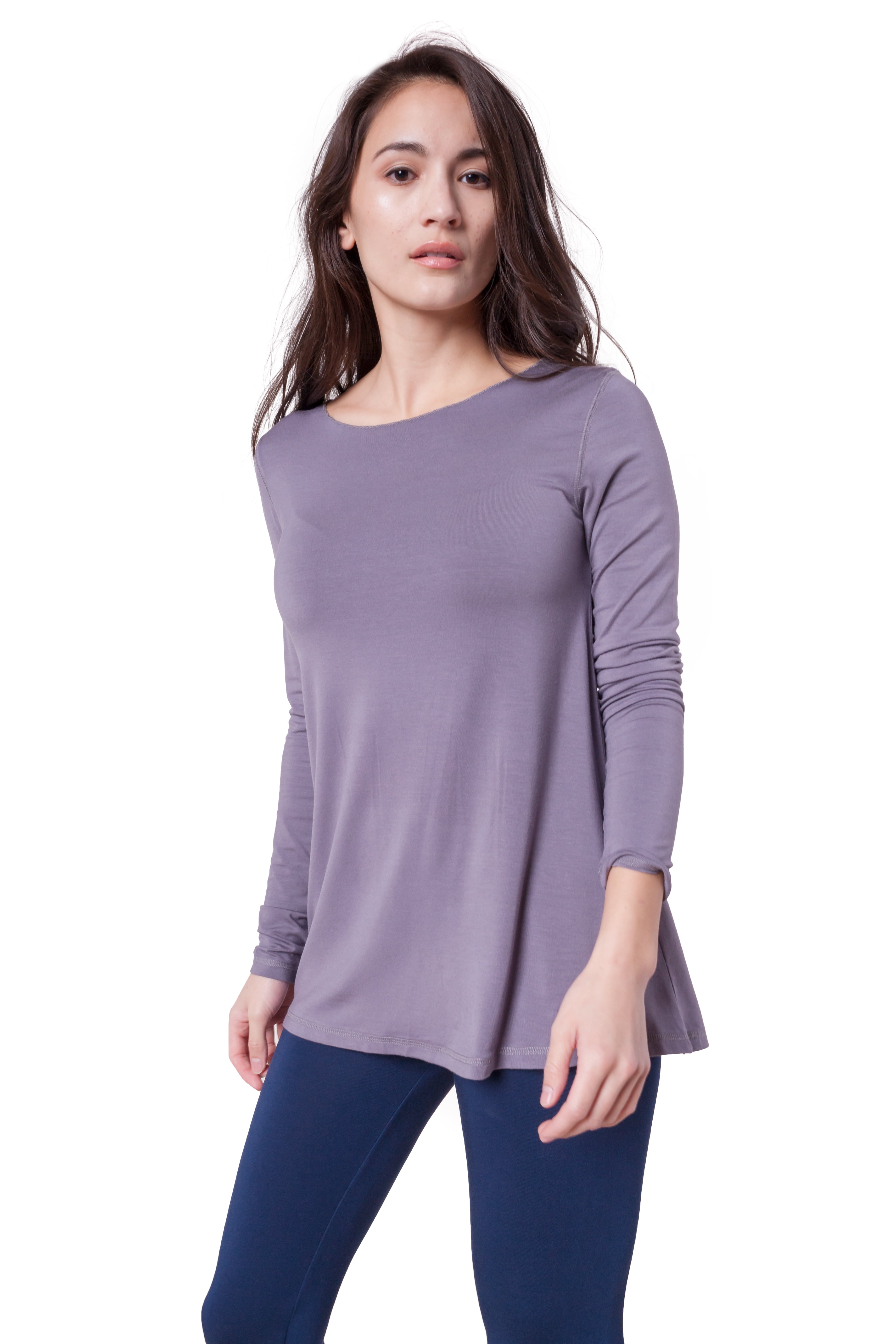 Long Sleeve Modal Relaxed Fit Top - Walmart.com
