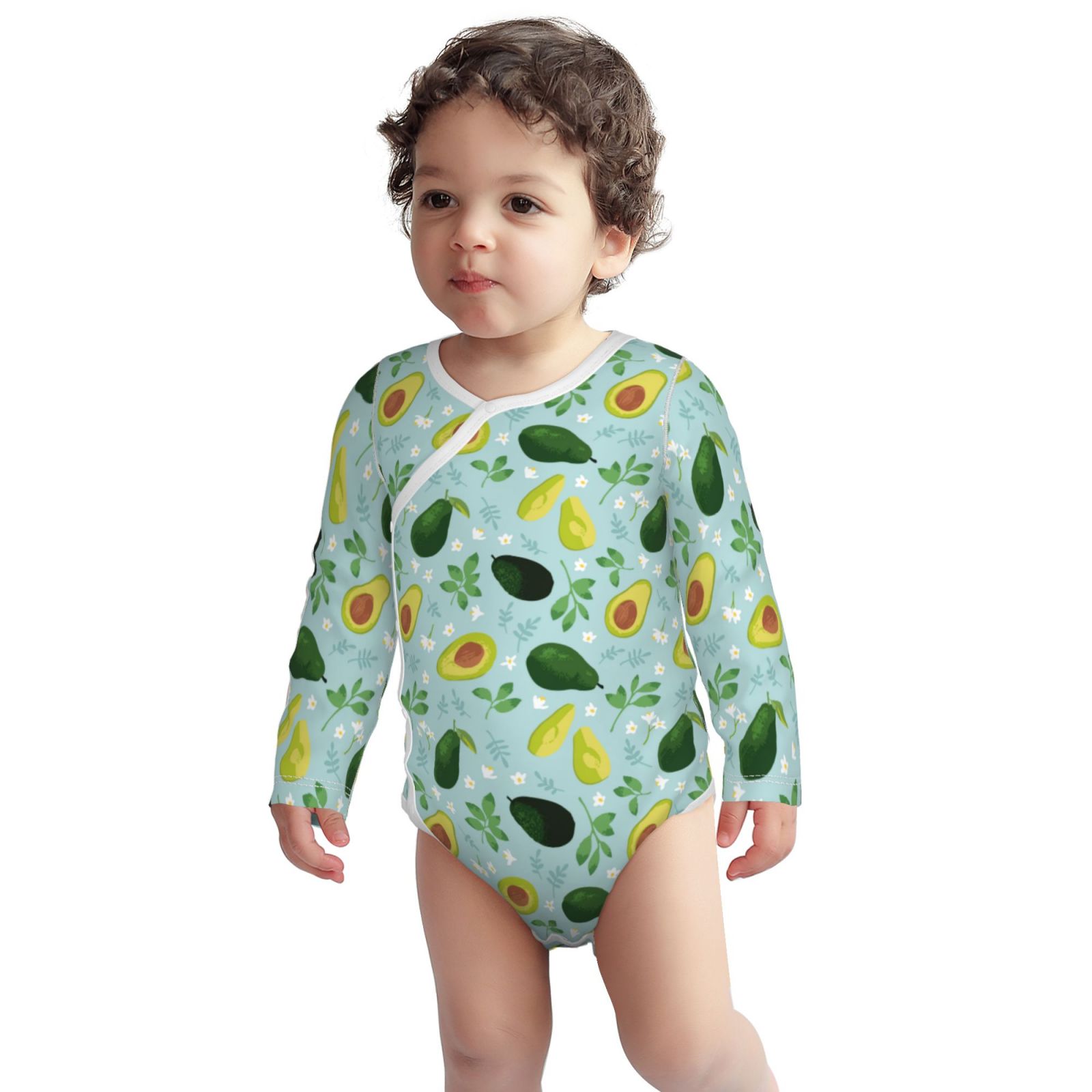 Long Sleeve Onesies Girl Boy, Avocado Flowers And Leaves Cute Comfy ...